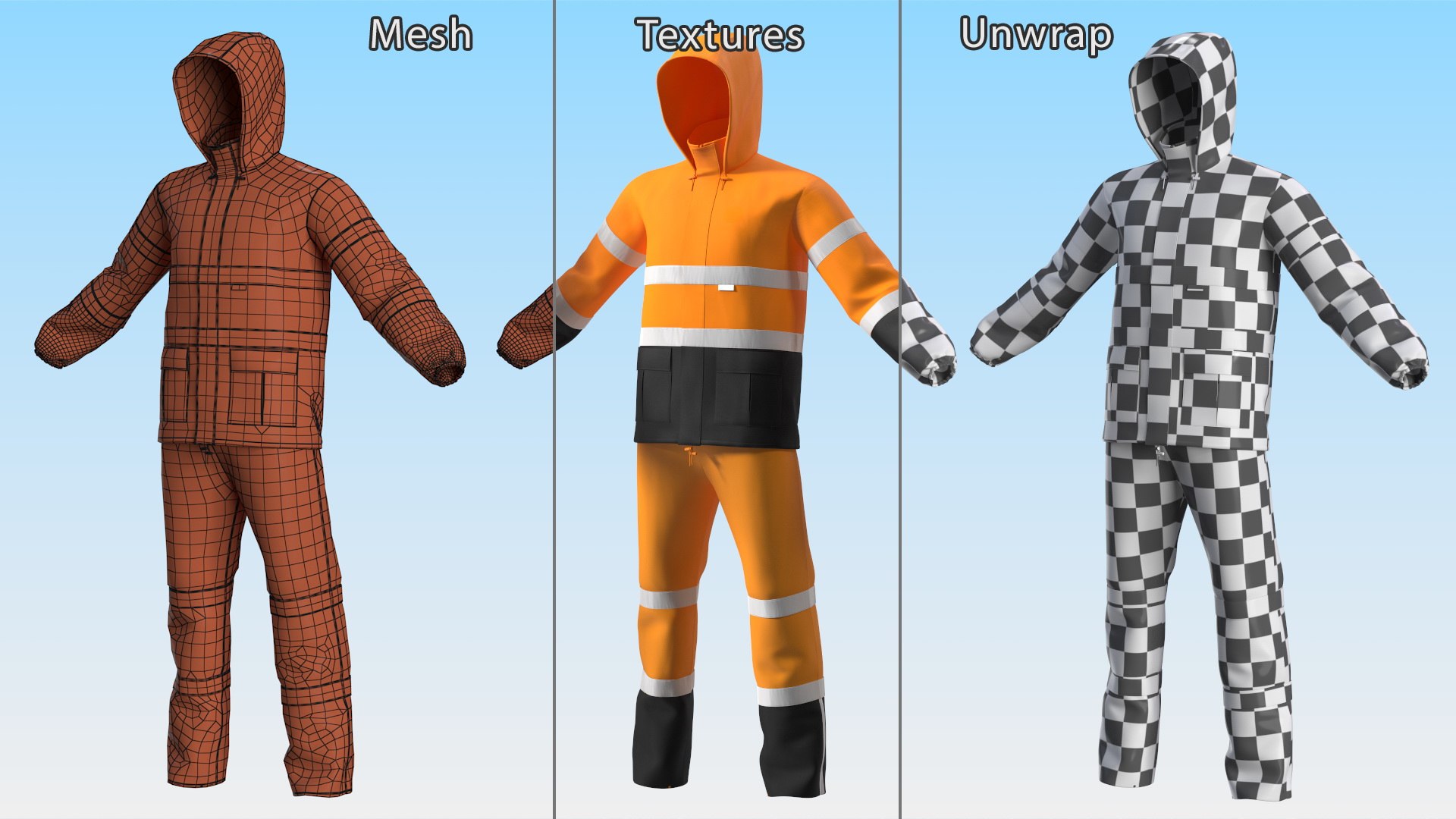 High Visibility Rain Suit 3D Model - TurboSquid 2135144