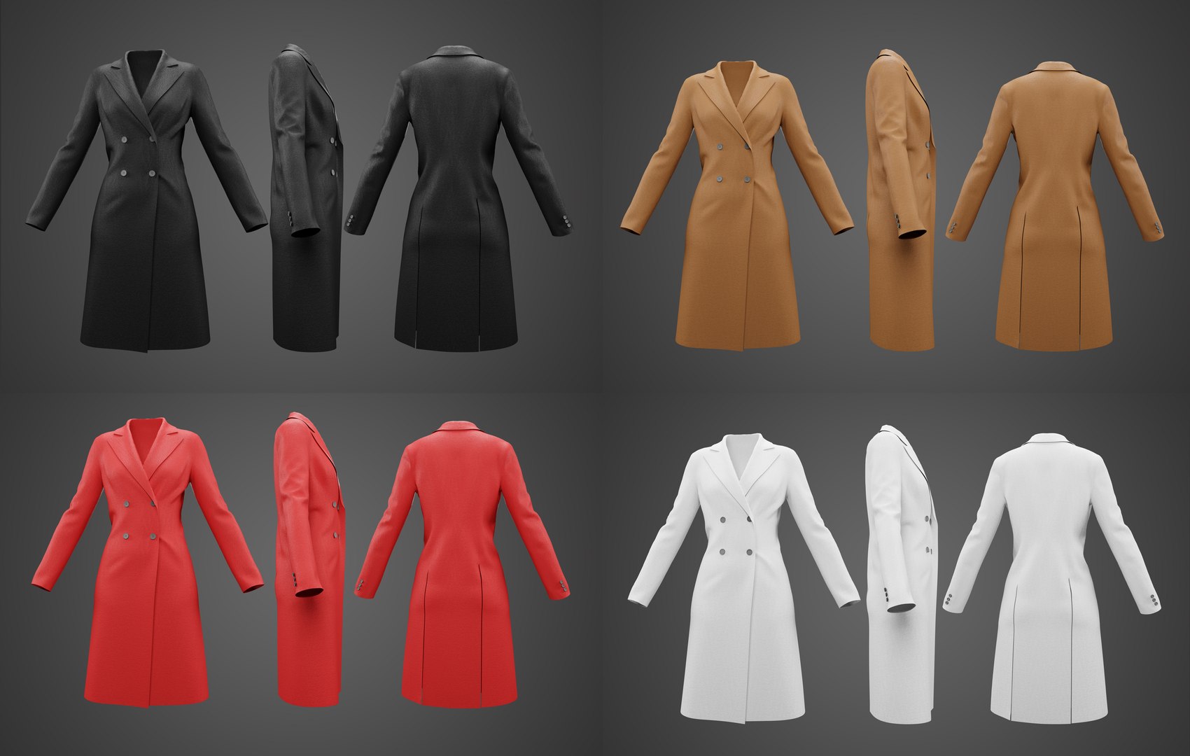 3D Long Leather Coat Set Model - TurboSquid 2244584