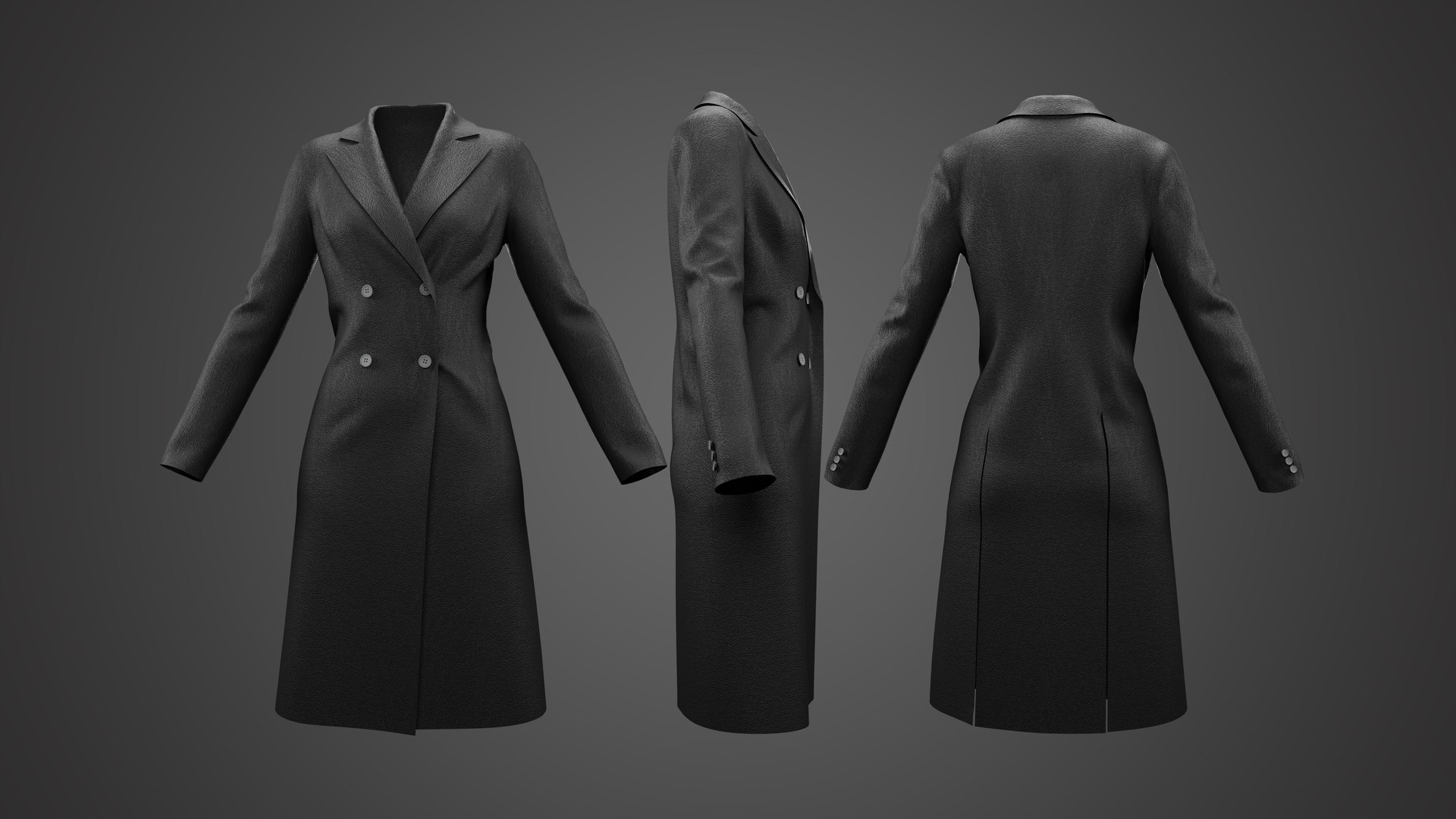 3D Long Leather Coat Set Model - TurboSquid 2244584