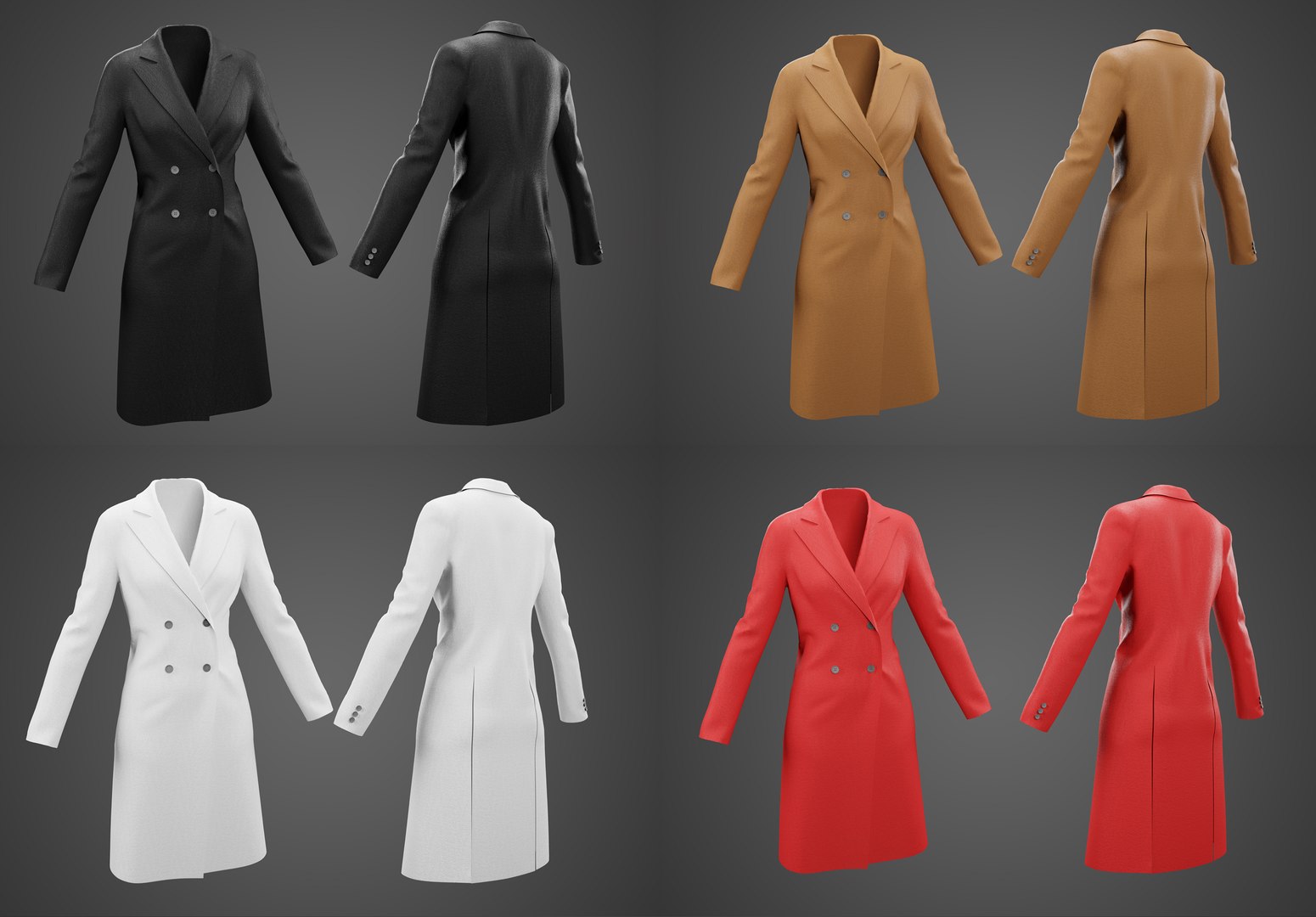 3D Long Leather Coat Set Model - TurboSquid 2244584
