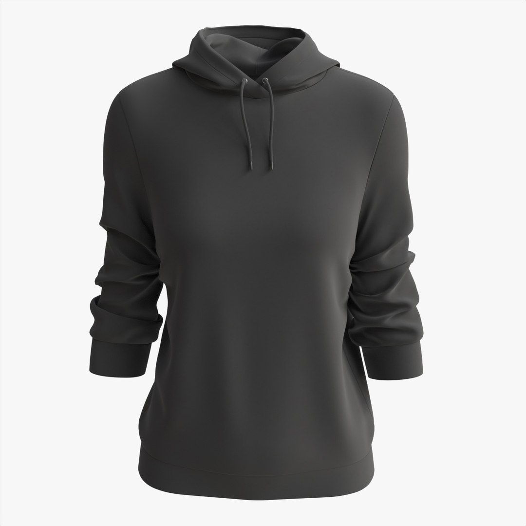 3D Model Hoodie For Women Mockup 03 Black - TurboSquid 2043373