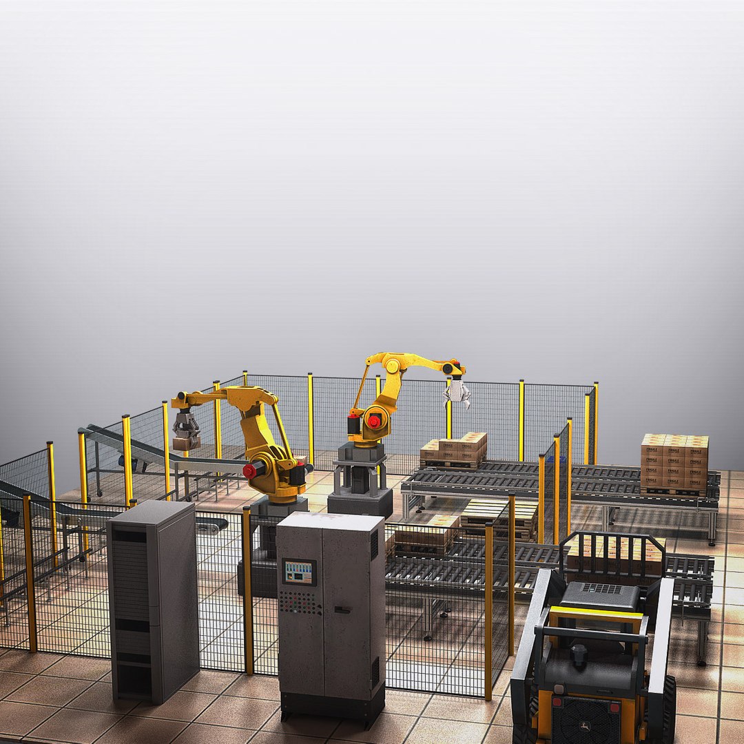automation robotic bag palletizing 3d max