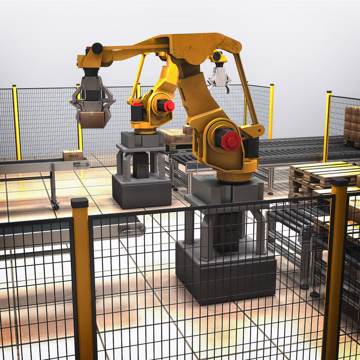 automation robotic bag palletizing 3d max