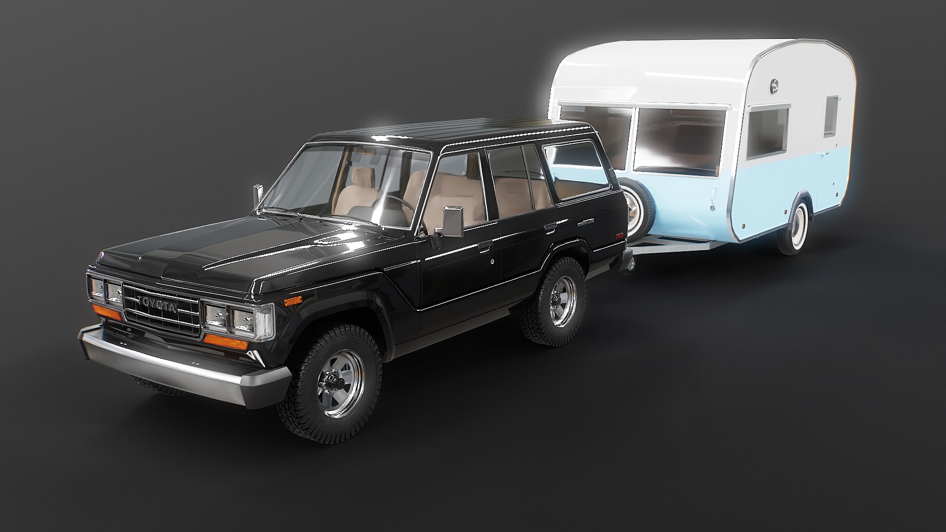 Toyota Land Cruiser J60 And Classic Camping Caravan 3D Model - TurboSquid 2413549