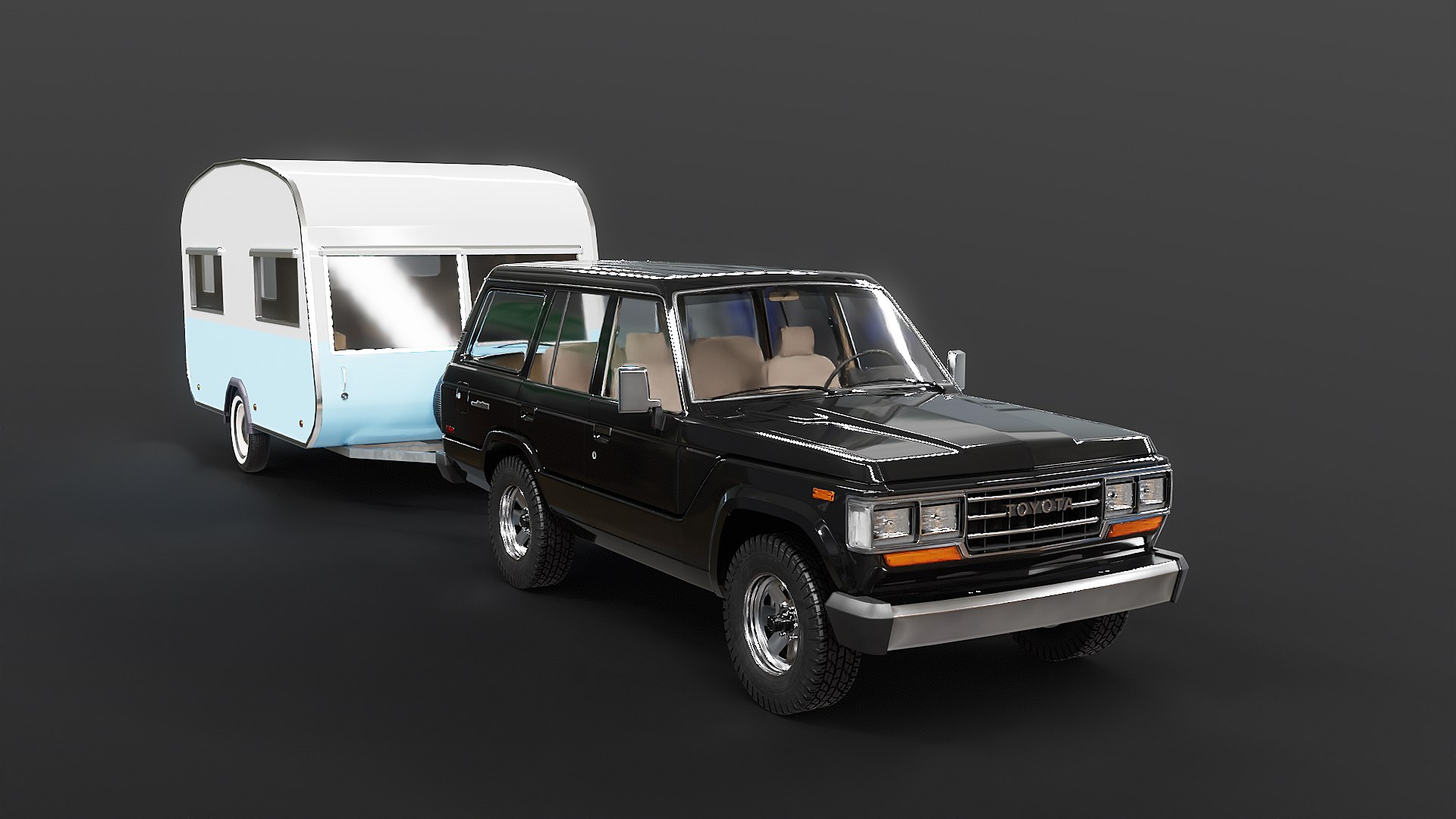 Toyota Land Cruiser J60 And Classic Camping Caravan 3D Model ...