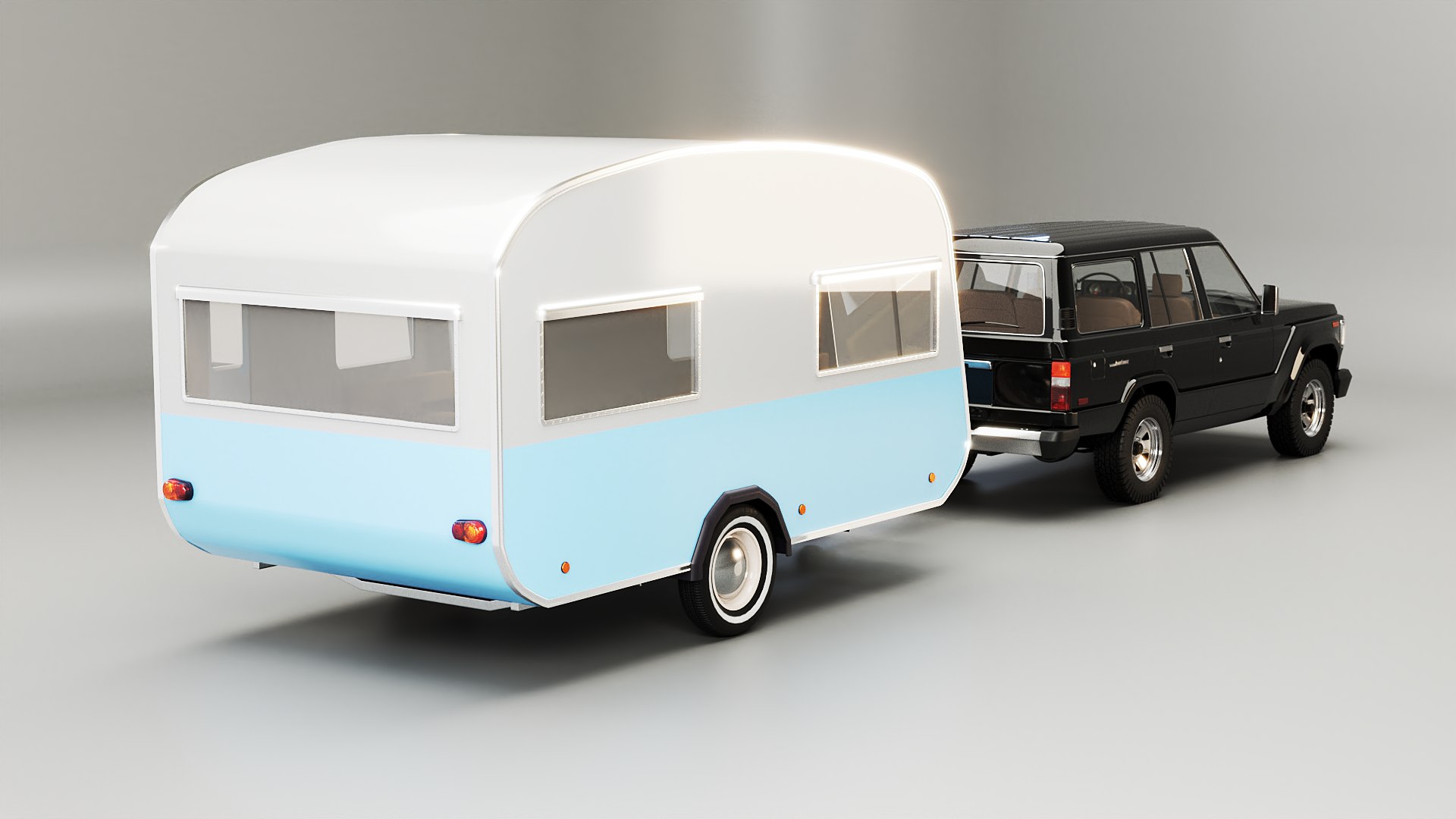 Toyota Land Cruiser J60 And Classic Camping Caravan 3D Model ...