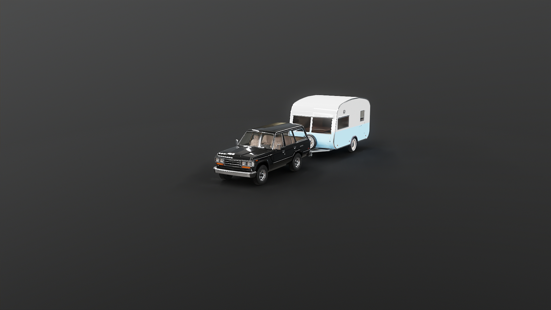 Toyota Land Cruiser J60 And Classic Camping Caravan 3D Model ...