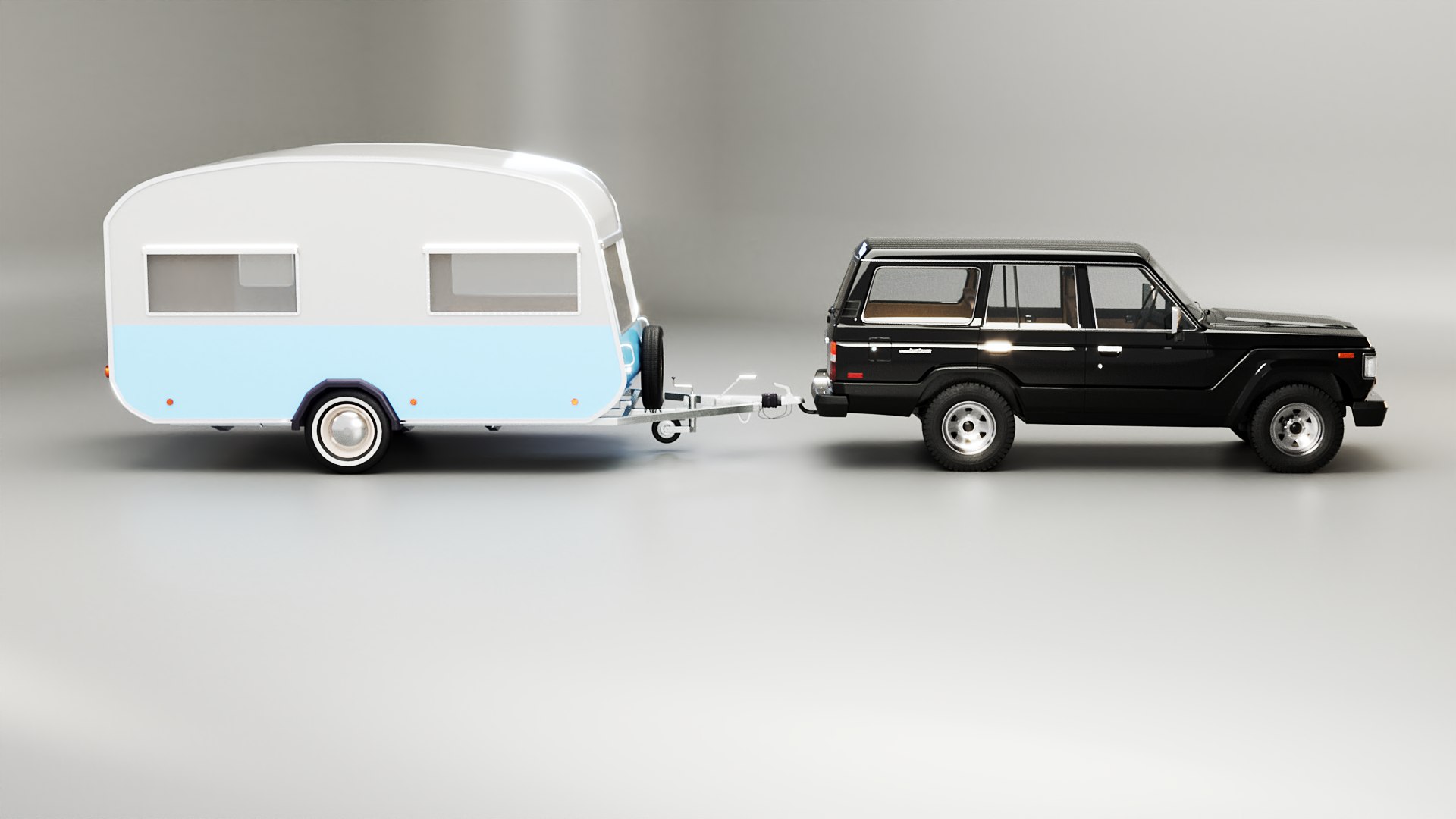 Toyota Land Cruiser J60 And Classic Camping Caravan 3D Model ...