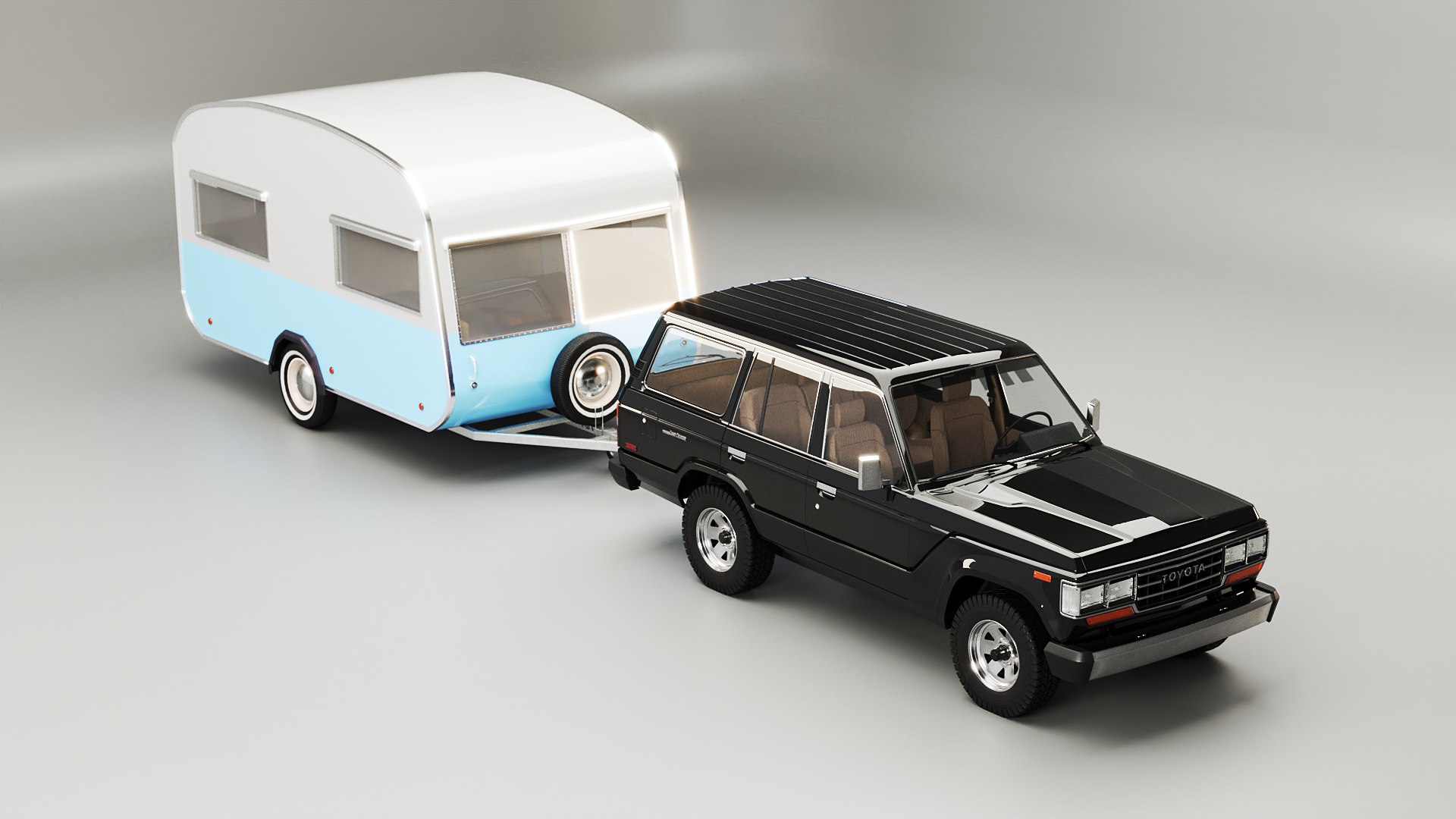 Toyota Land Cruiser J60 And Classic Camping Caravan 3D Model ...