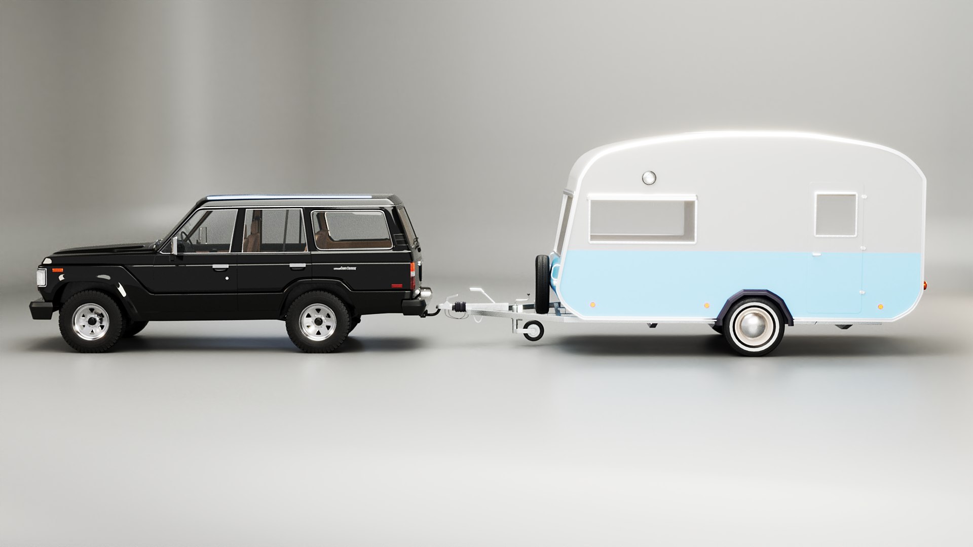 Toyota Land Cruiser J60 And Classic Camping Caravan 3D Model ...