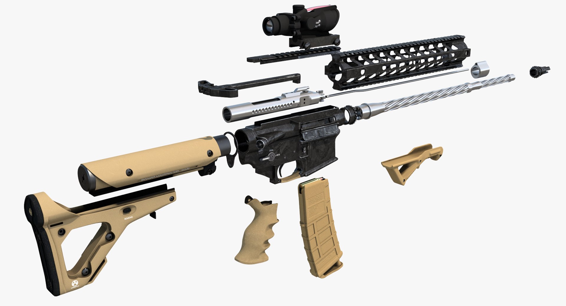 Assault Rifle Ar-15 3d Max