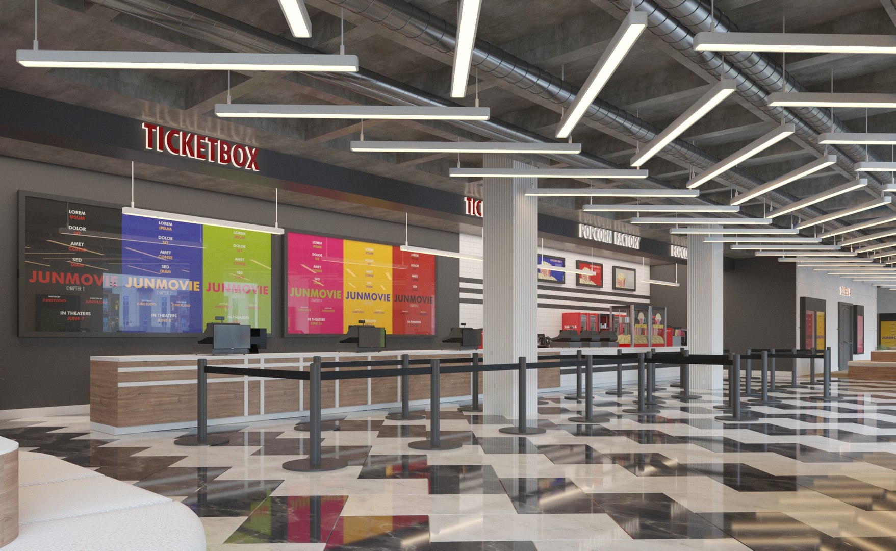 Movie Theater Lobby Interior 3D Model - TurboSquid 2054832
