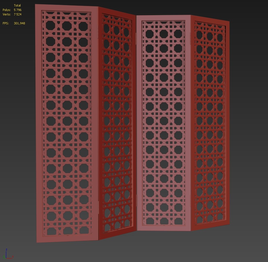 3d Eastern Metal Folding Screen Model