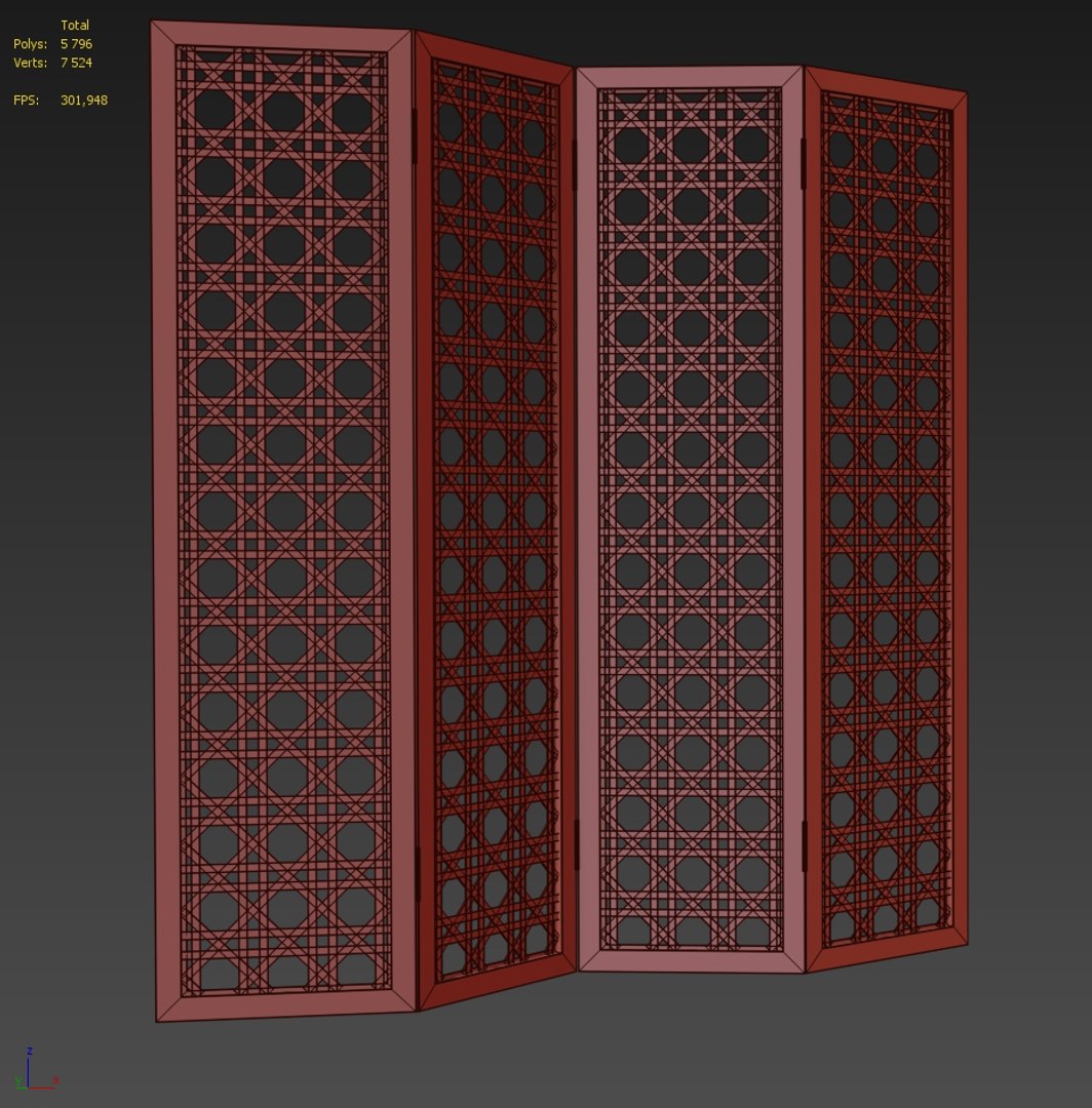 3d Eastern Metal Folding Screen Model