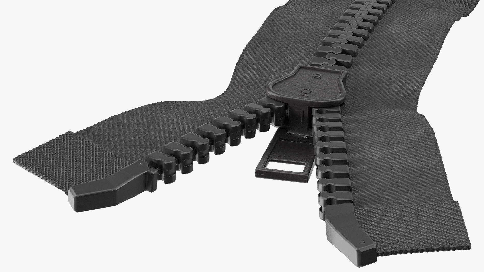 Two Way Zipper Opened Black 3D - TurboSquid 1796023