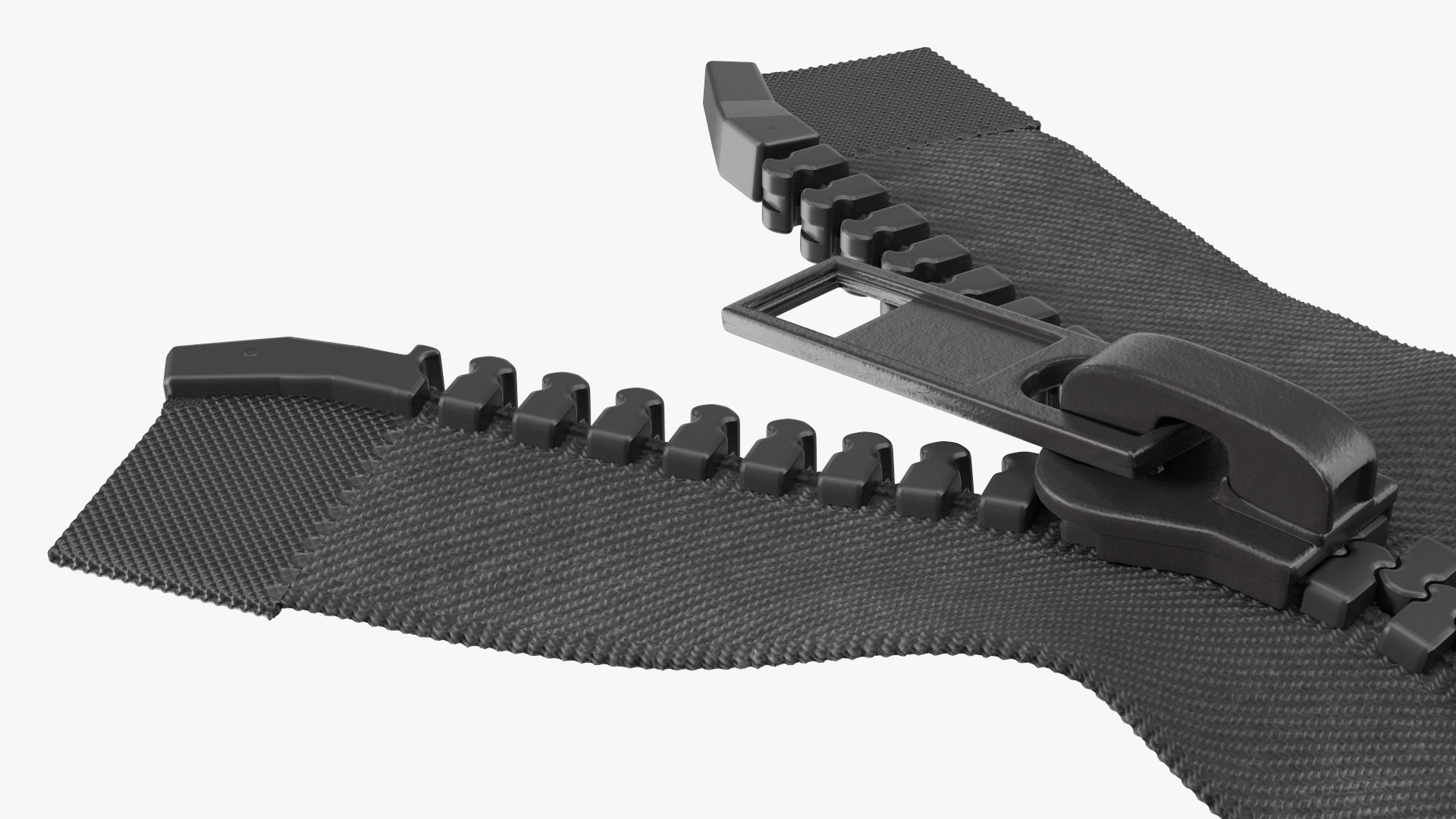 Two Way Zipper Opened Black 3D - TurboSquid 1796023