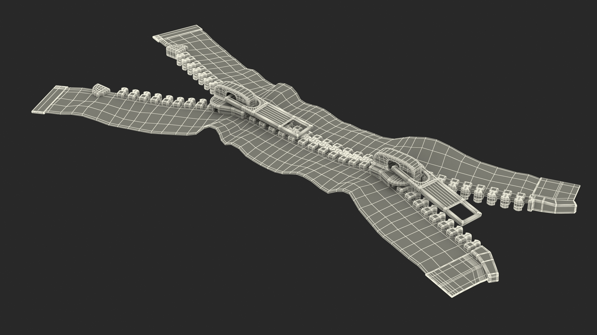 Two Way Zipper Opened Black 3D - TurboSquid 1796023