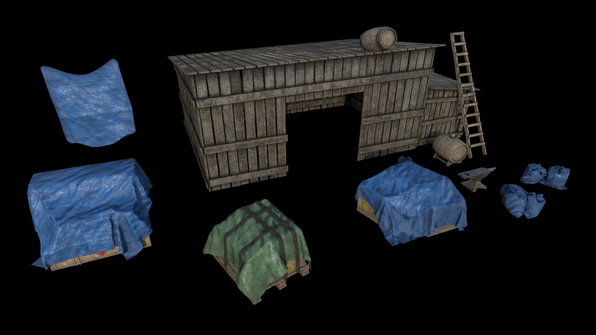 Wooden Shack Pack 3D Model - TurboSquid 2108015