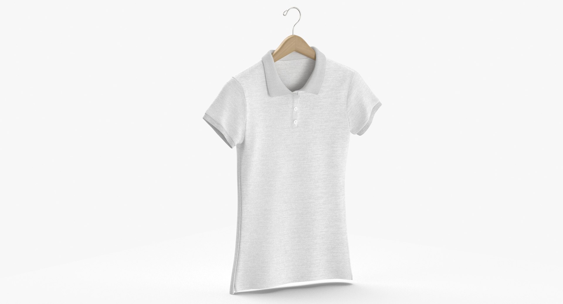 3D Polo Female Shirt Hanging Unbuttoned Blank White And Branded Heather ...