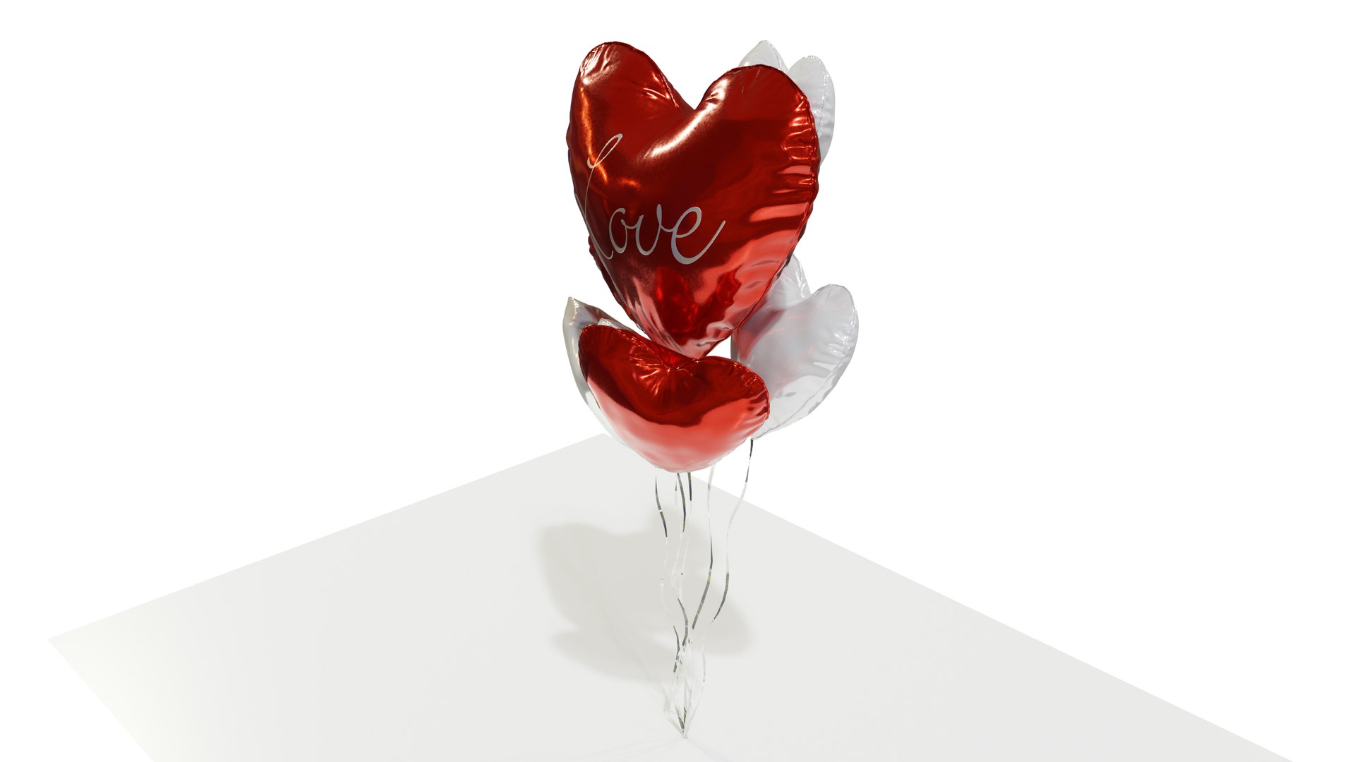 3D Model Heart Shaped Balloons - TurboSquid 2016578