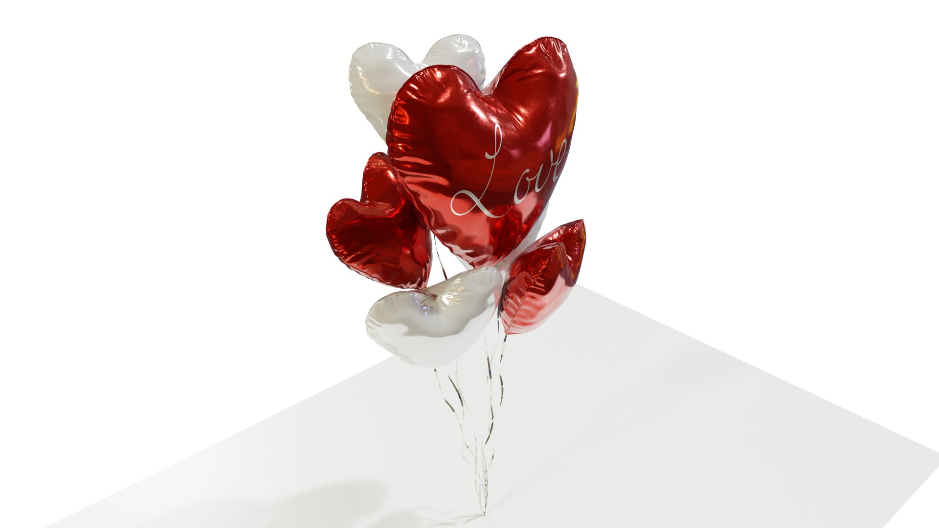 3D Model Heart Shaped Balloons - TurboSquid 2016578