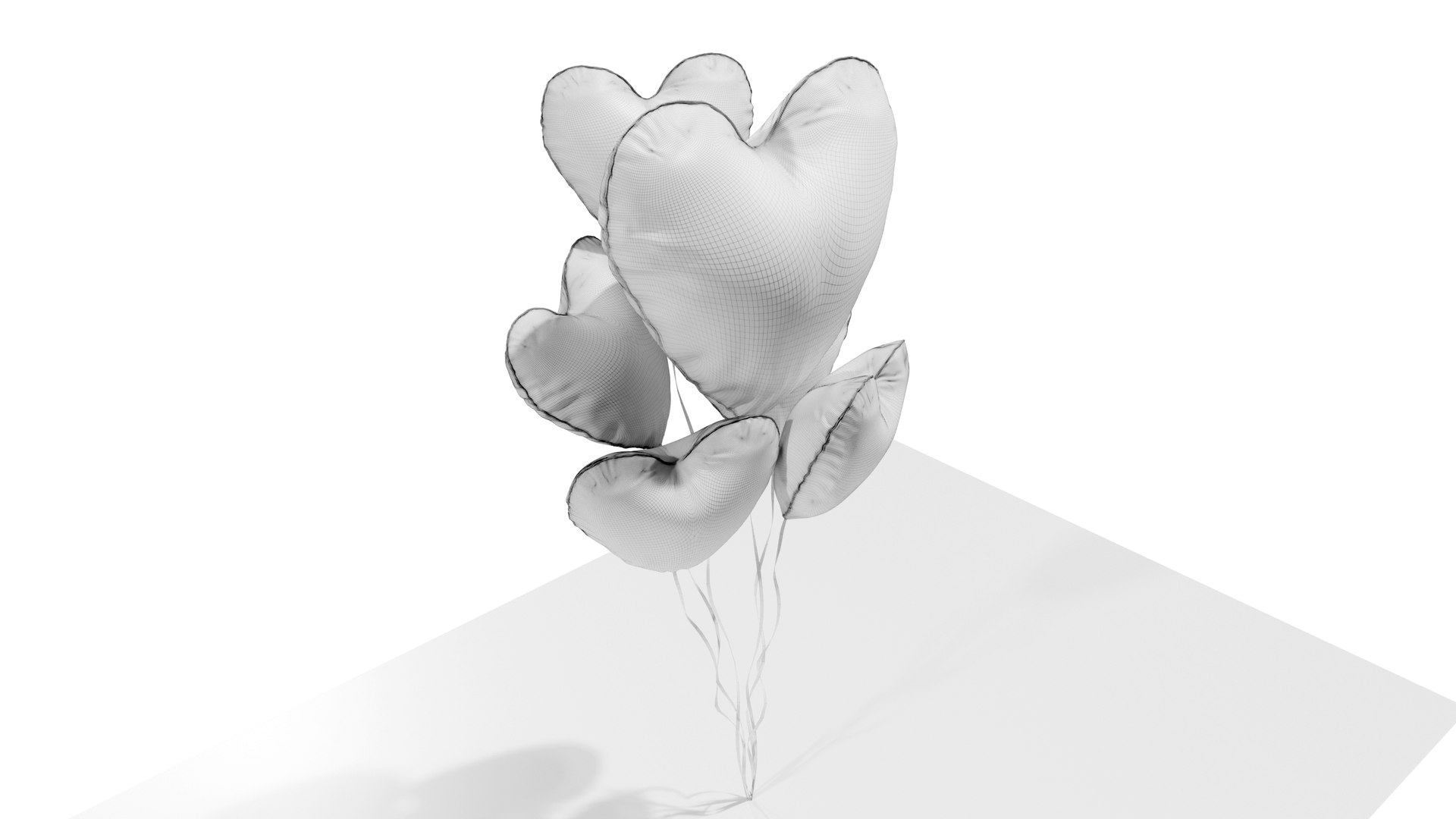 3D Model Heart Shaped Balloons - TurboSquid 2016578