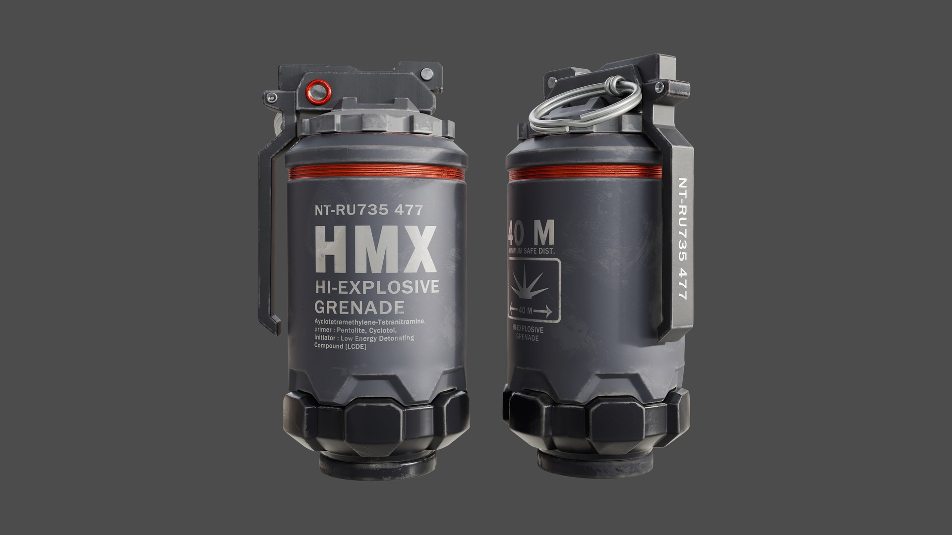 Sci Fi Grenade Elysium HMX Hi Explosive 3D Model - TurboSquid 2333258