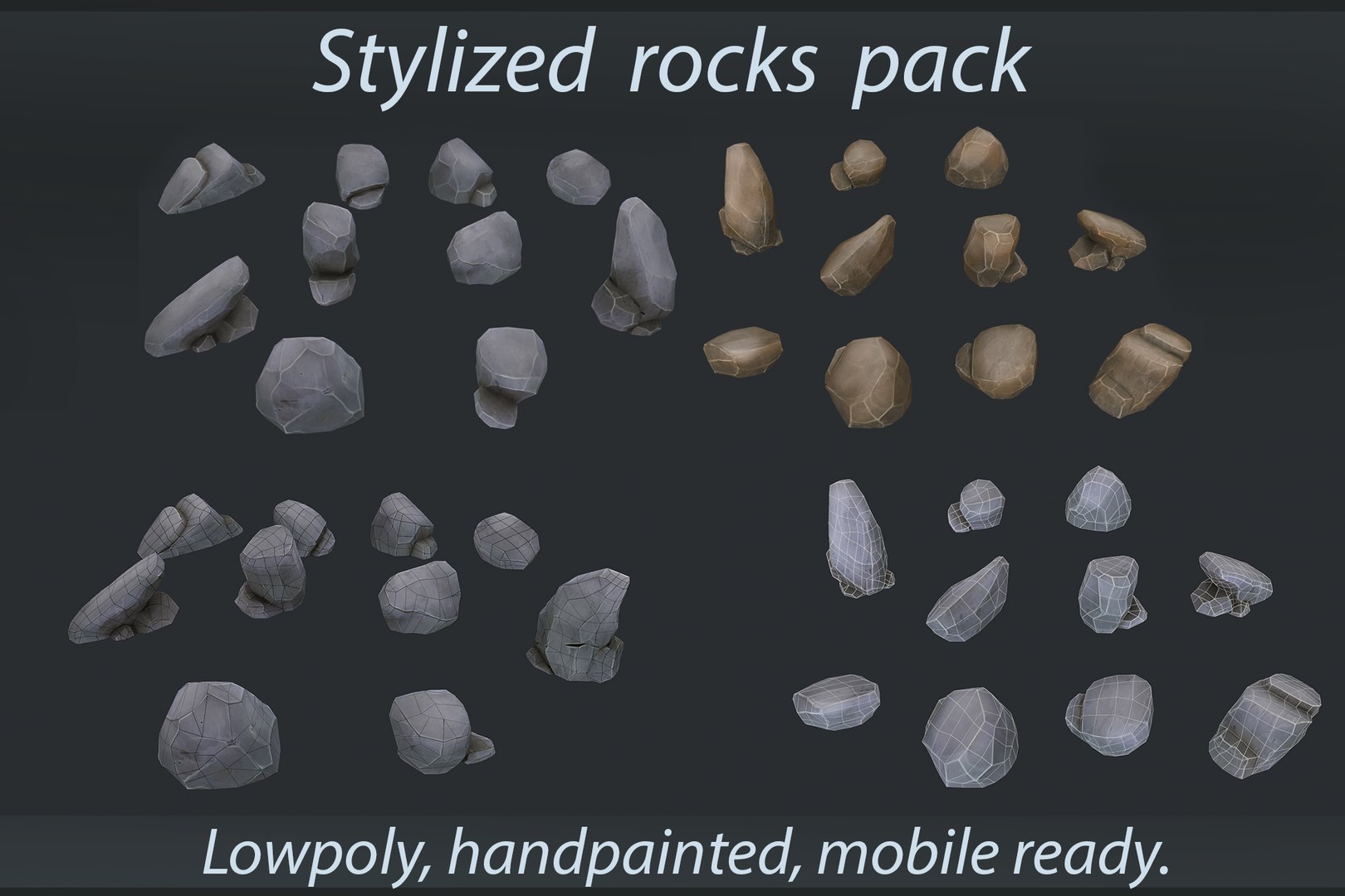 3D Model Stylized Rocks Pack Stones - TurboSquid 1498162