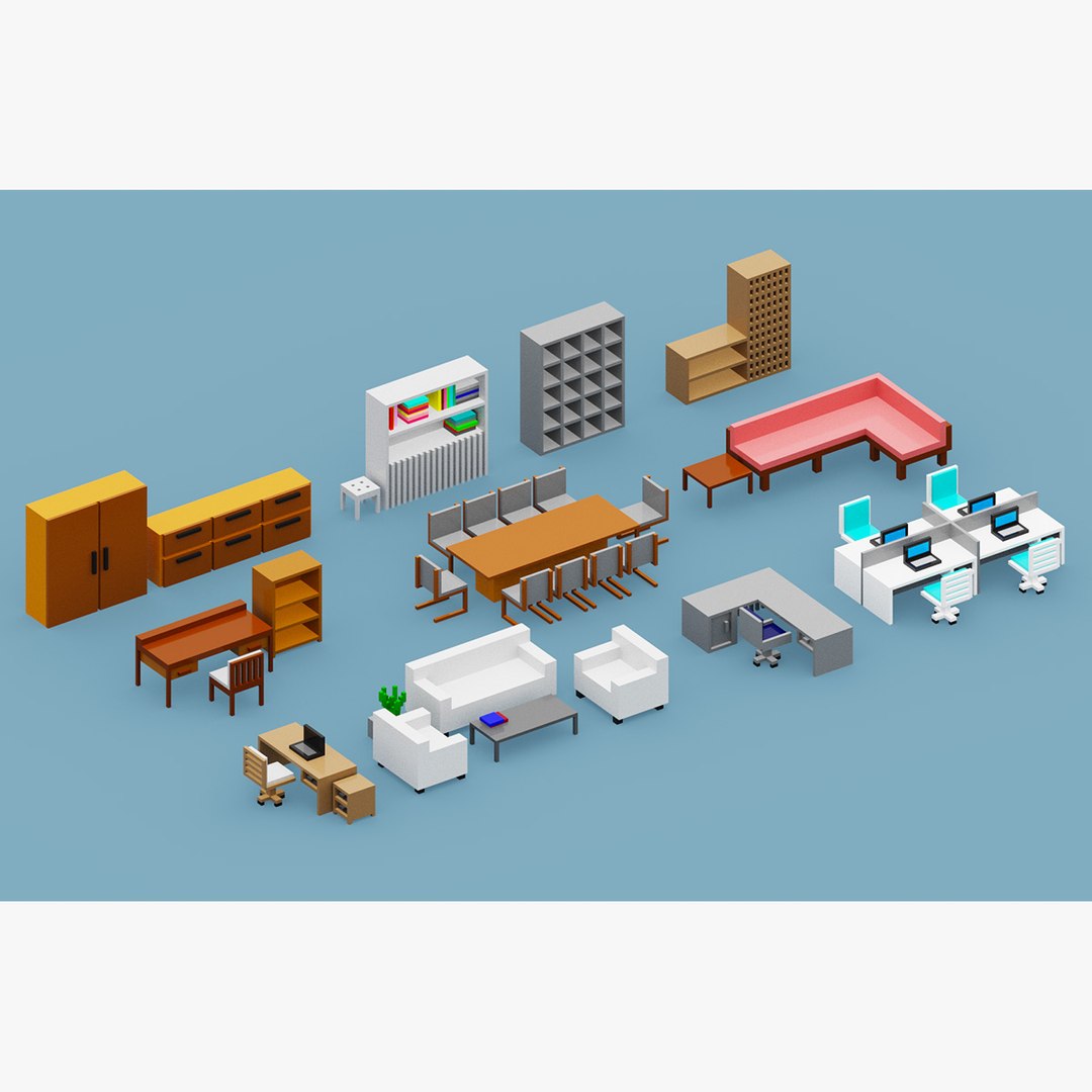 Isometric Office Funiture Set 3D model - TurboSquid 1980109