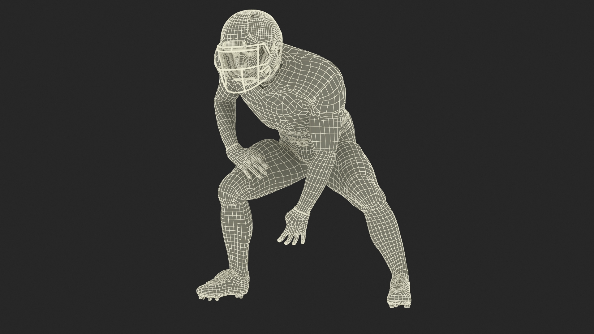 Crouching American Football Player Black Uniform 3D Model - TurboSquid ...