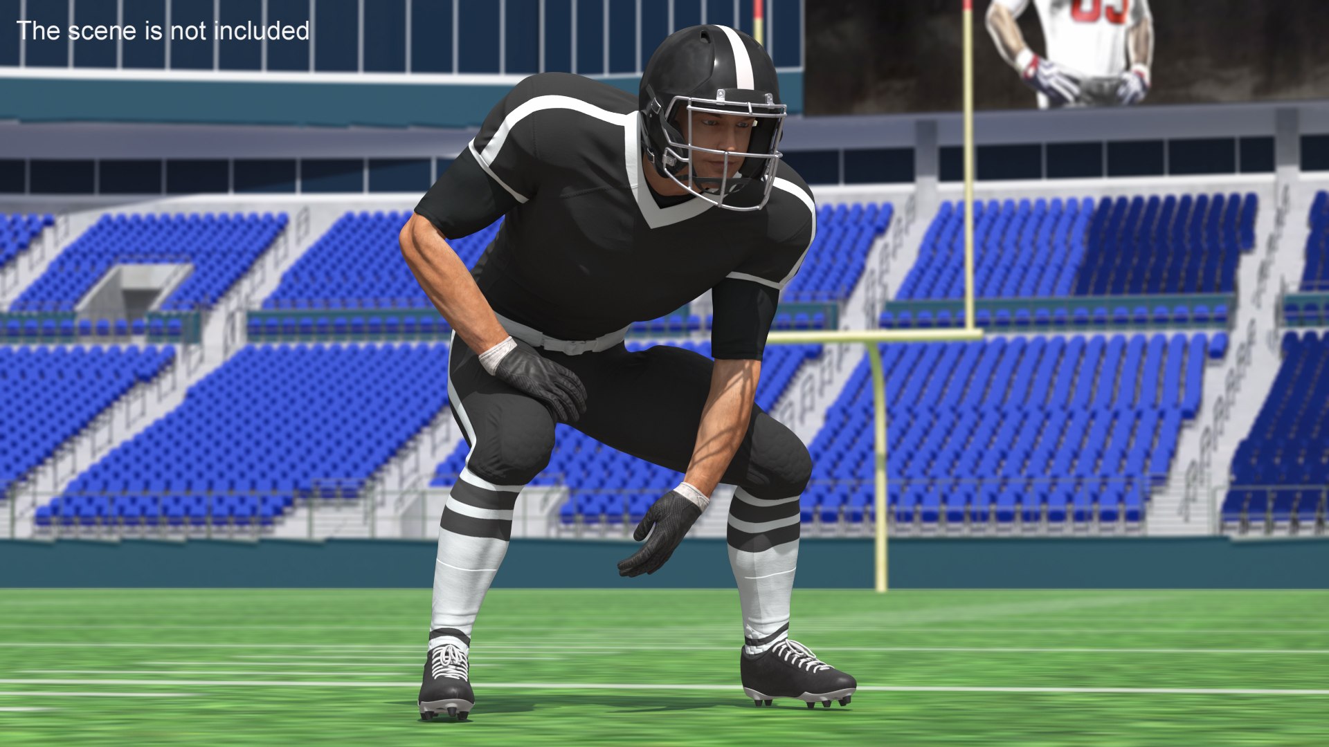 Crouching American Football Player Black Uniform 3D Model - TurboSquid ...
