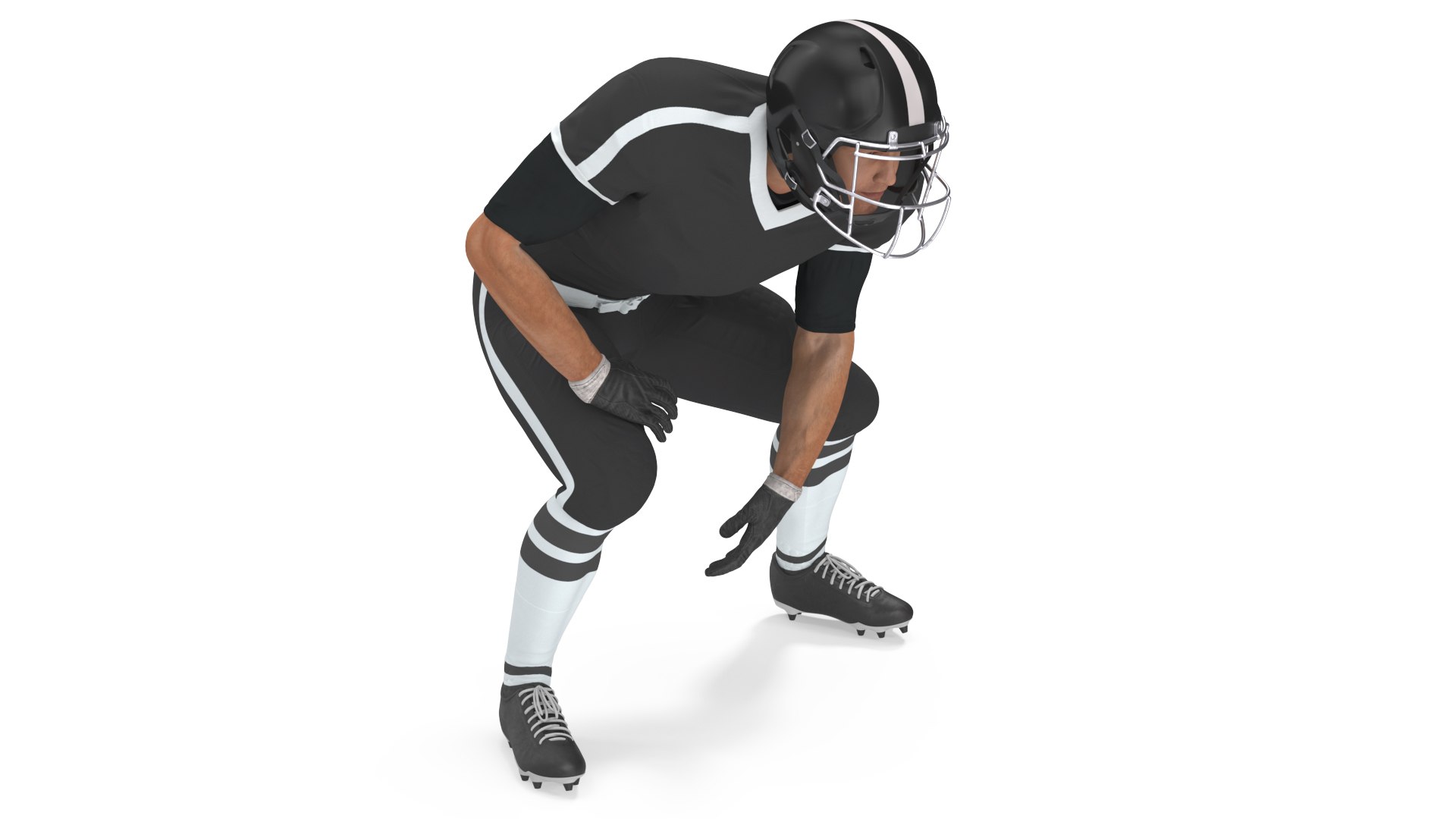 Crouching American Football Player Black Uniform 3D model - TurboSquid ...