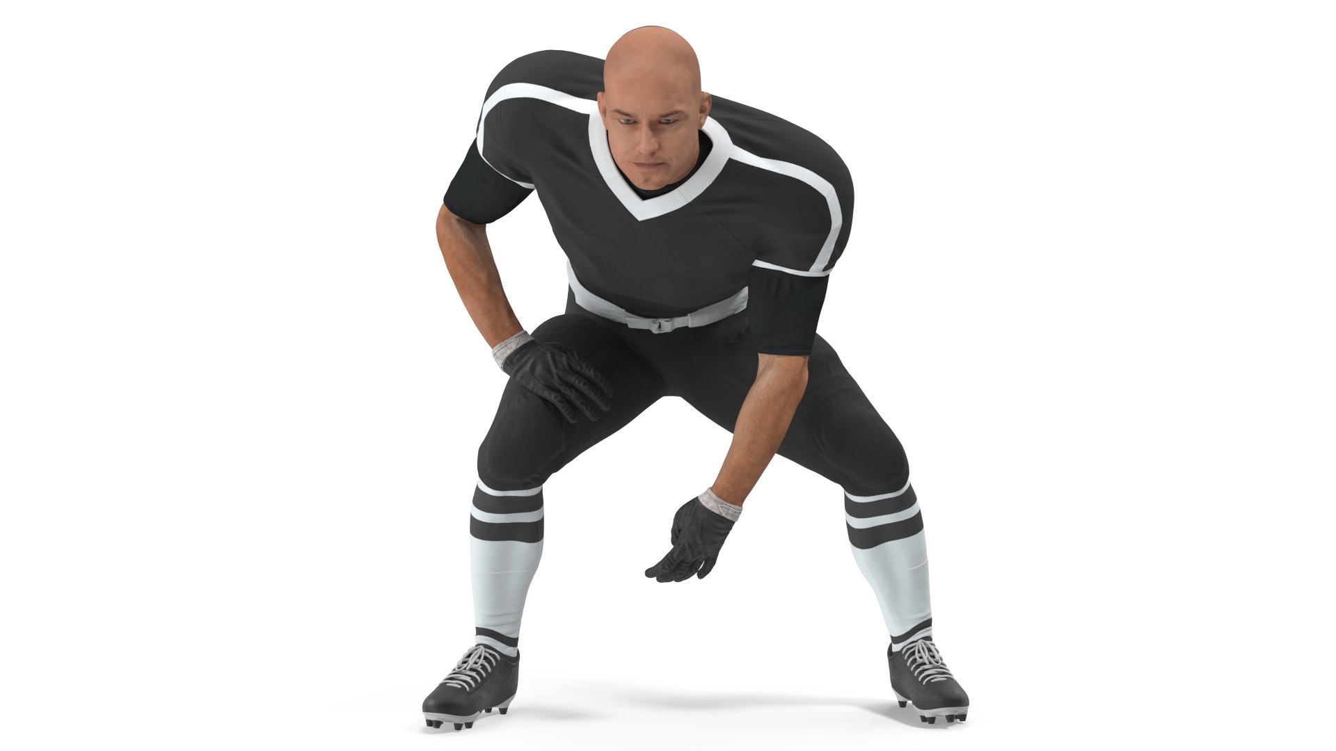 Crouching American Football Player Black Uniform 3D Model - TurboSquid ...