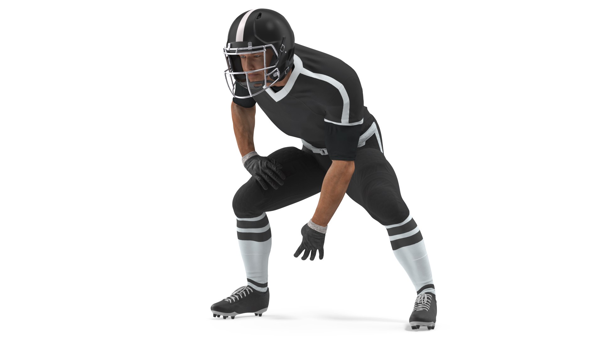 Crouching American Football Player Black Uniform 3D Model - TurboSquid ...