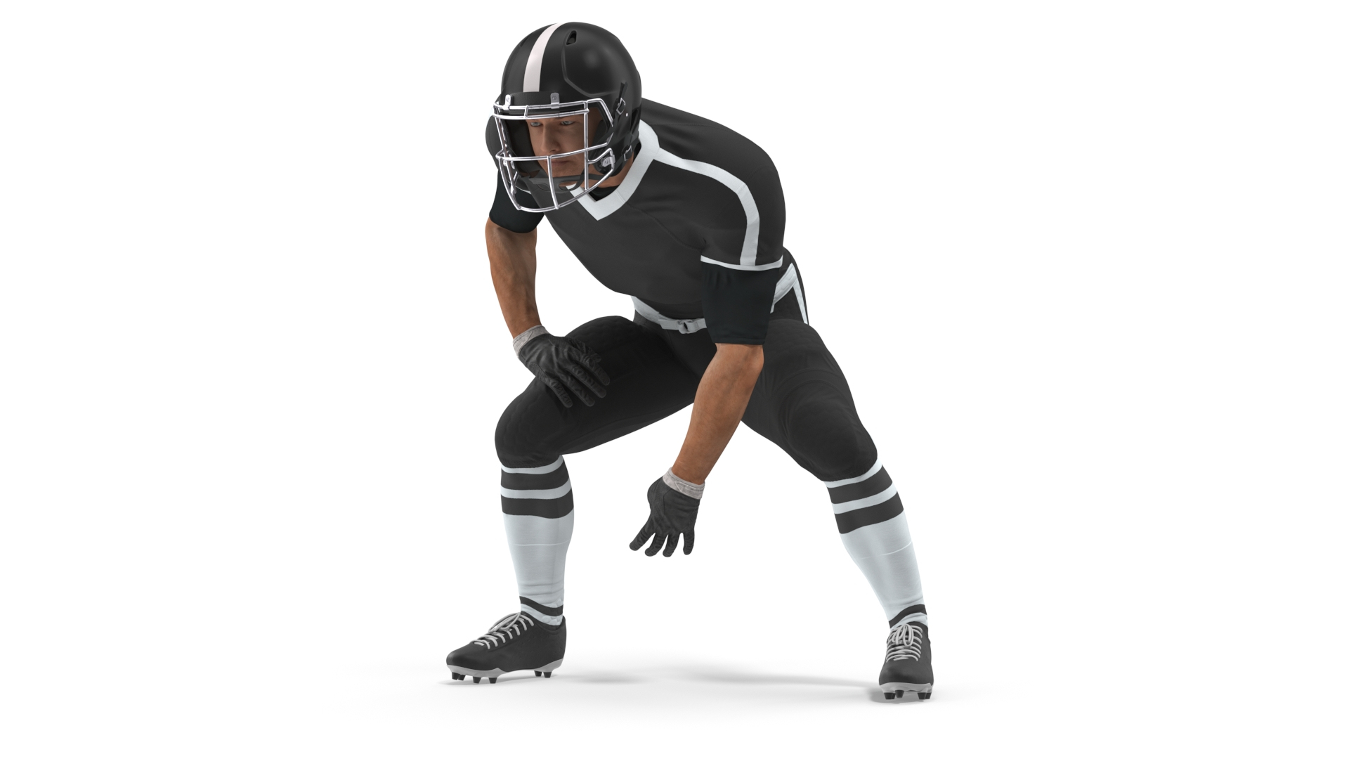Crouching American Football Player Black Uniform 3D Model - TurboSquid ...