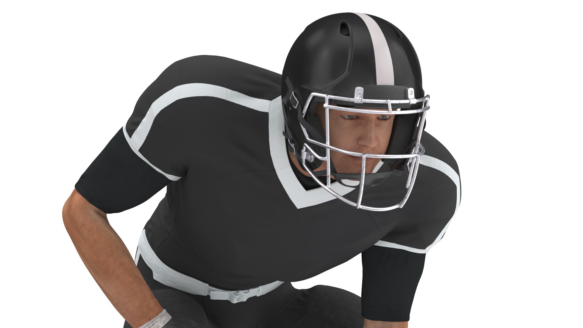Crouching American Football Player Black Uniform 3D Model - TurboSquid ...