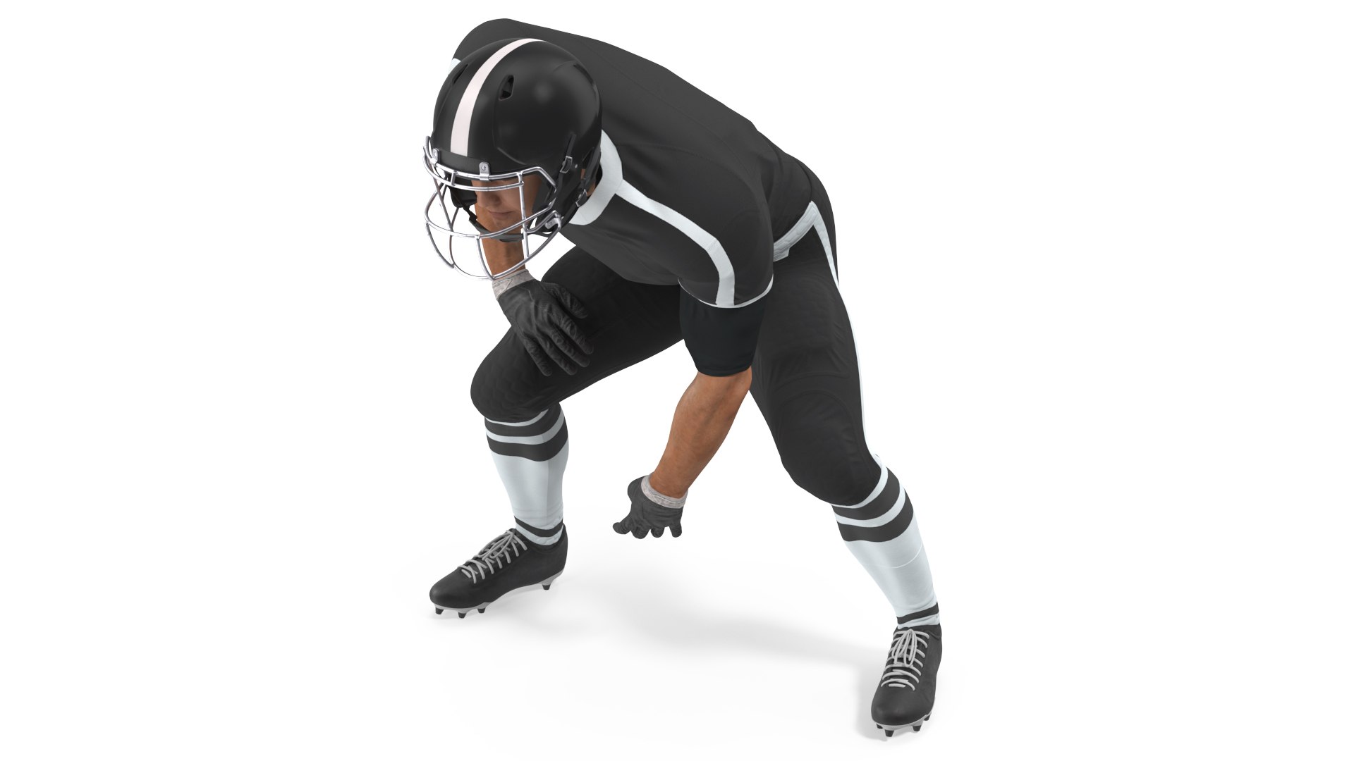 Crouching American Football Player Black Uniform 3D Model - TurboSquid ...