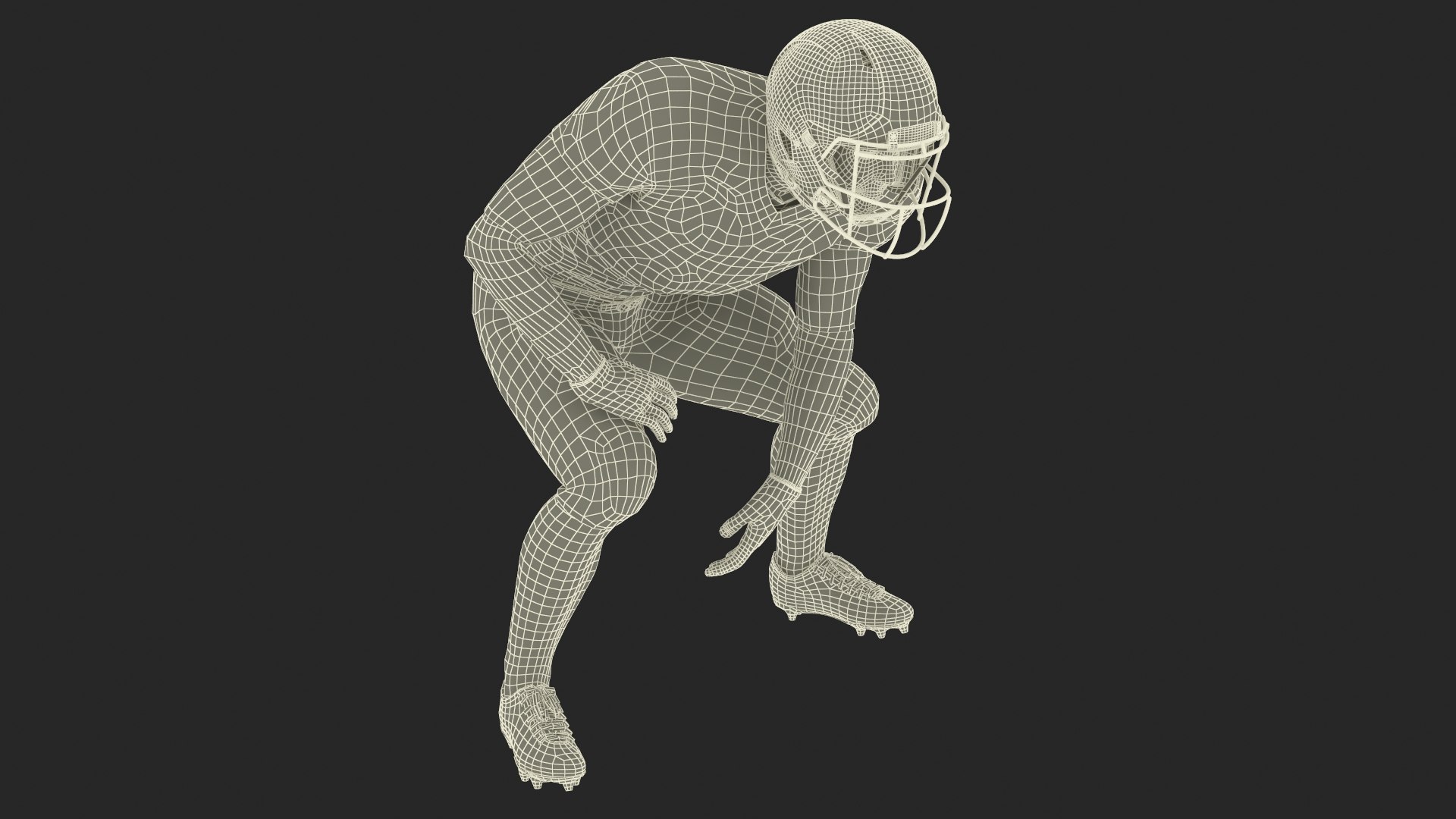 Crouching American Football Player Black Uniform 3D model - TurboSquid ...