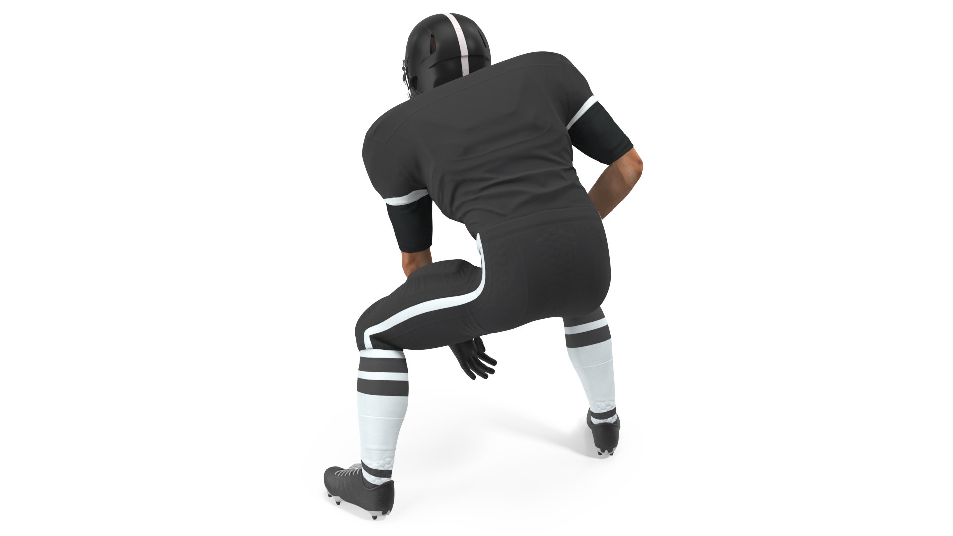 Crouching American Football Player Black Uniform 3D Model - TurboSquid ...