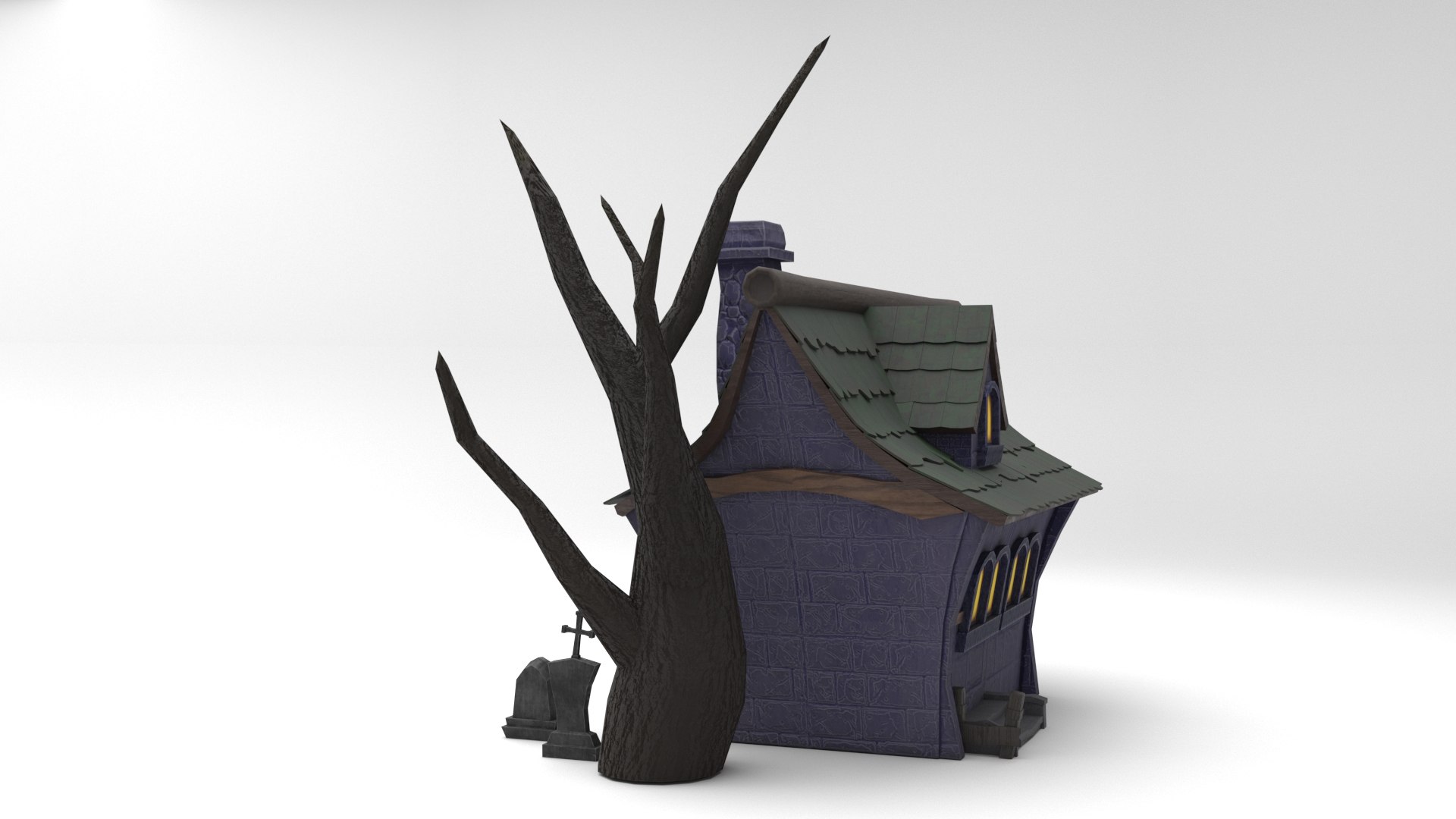 Cartoon Horror House Model - TurboSquid 2343568