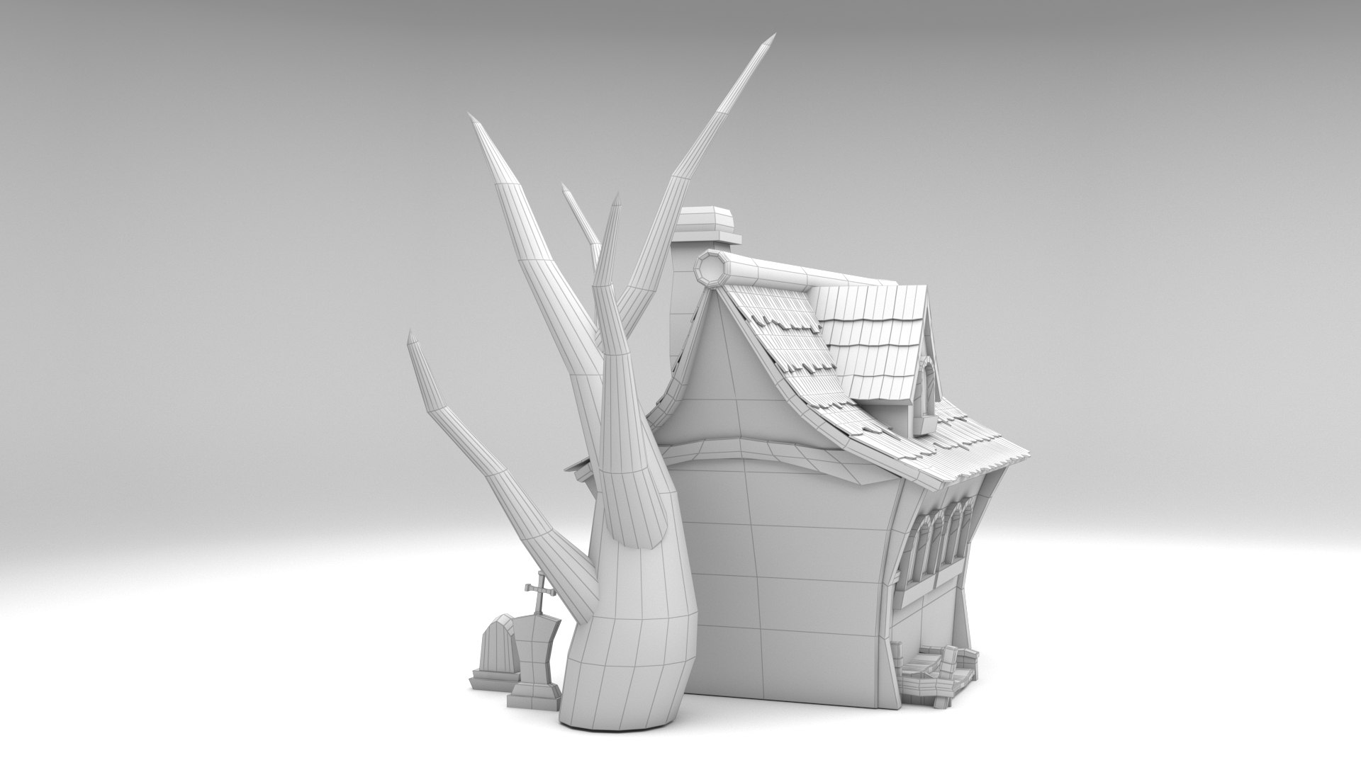 Cartoon Horror House Model - TurboSquid 2343568