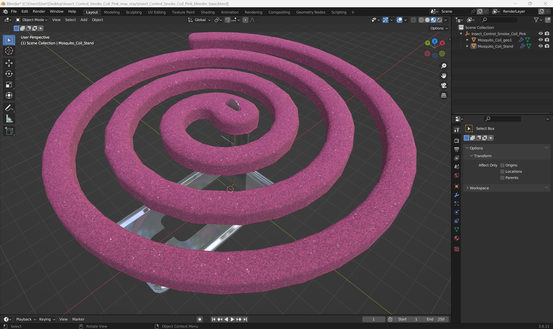 3D Insect Control Smoke Coil Pink - TurboSquid 2417888