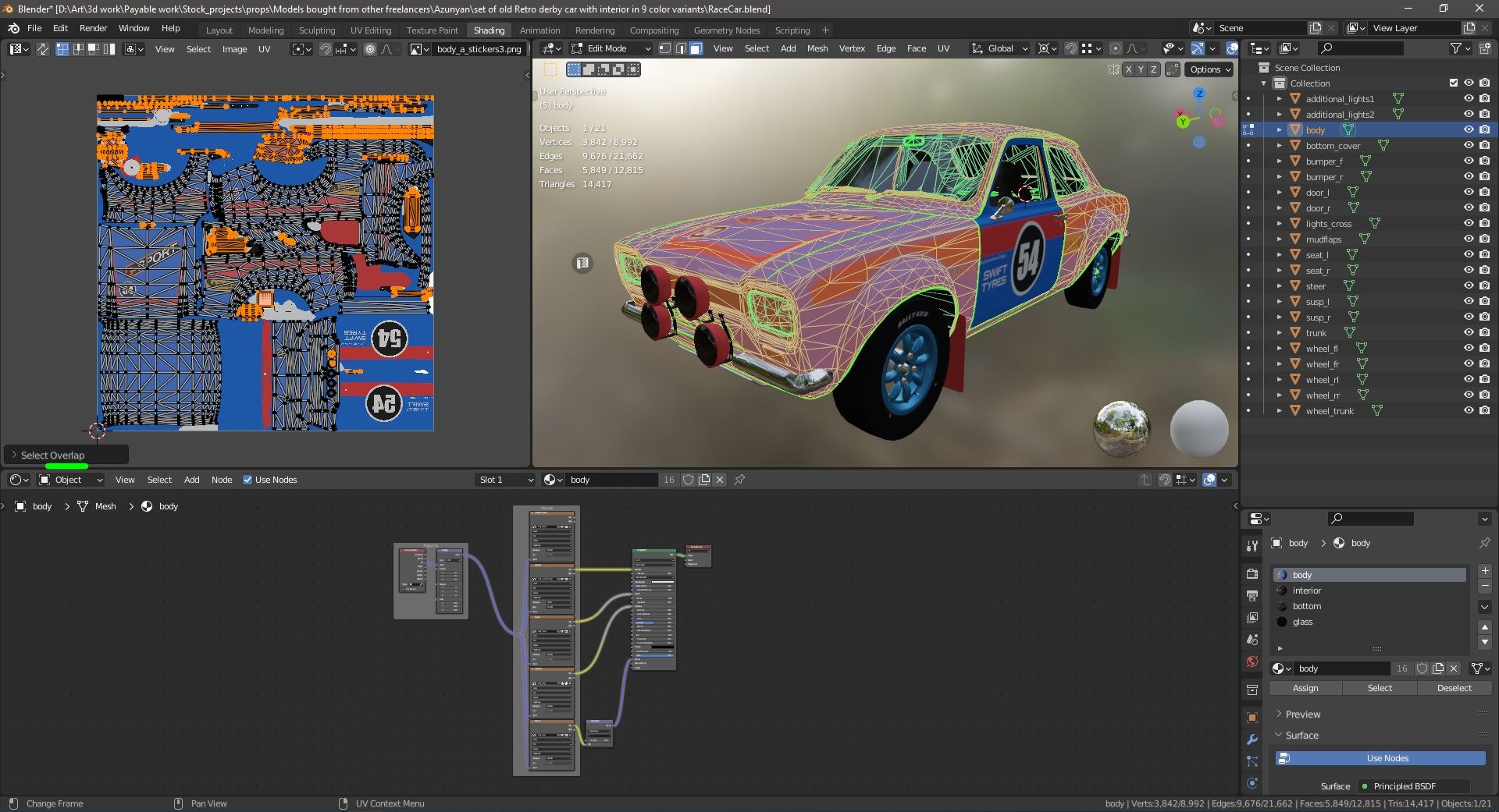 Set Of Retro Derby Car With Interior In 9 Color Variants Az9 3D Model ...