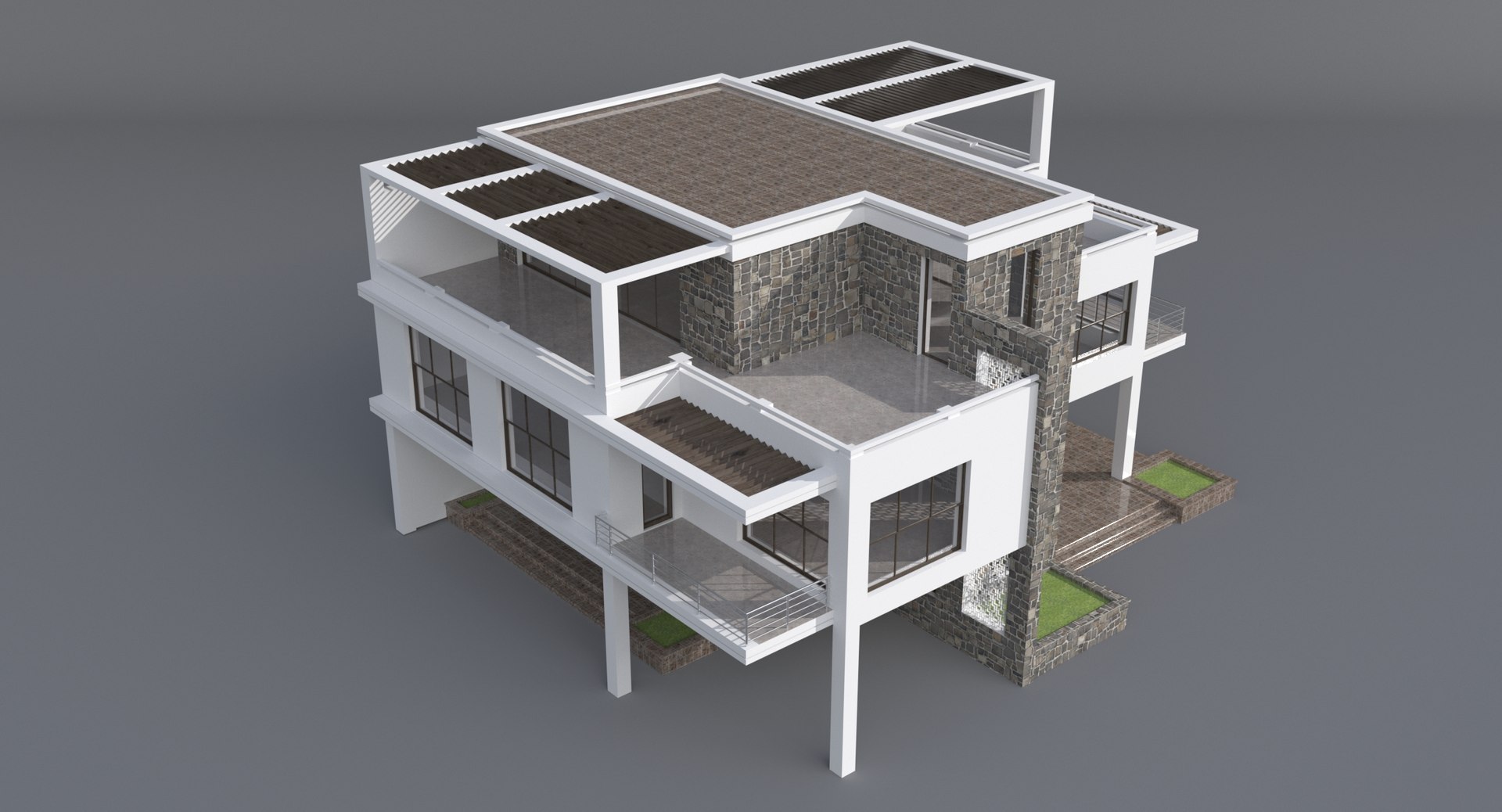 Villa Building Structure 3D Model - TurboSquid 1248390