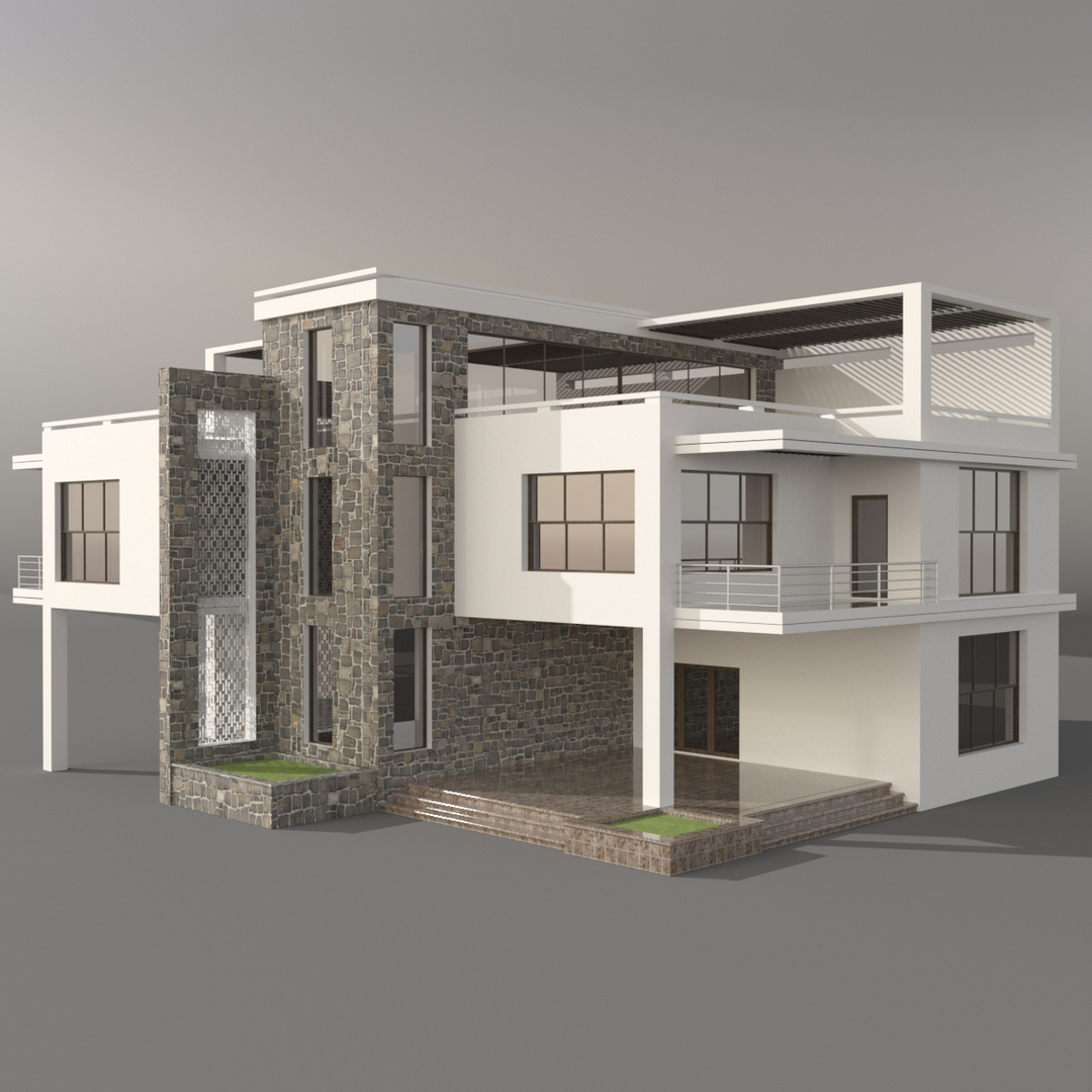 Villa building structure 3D model - TurboSquid 1248390