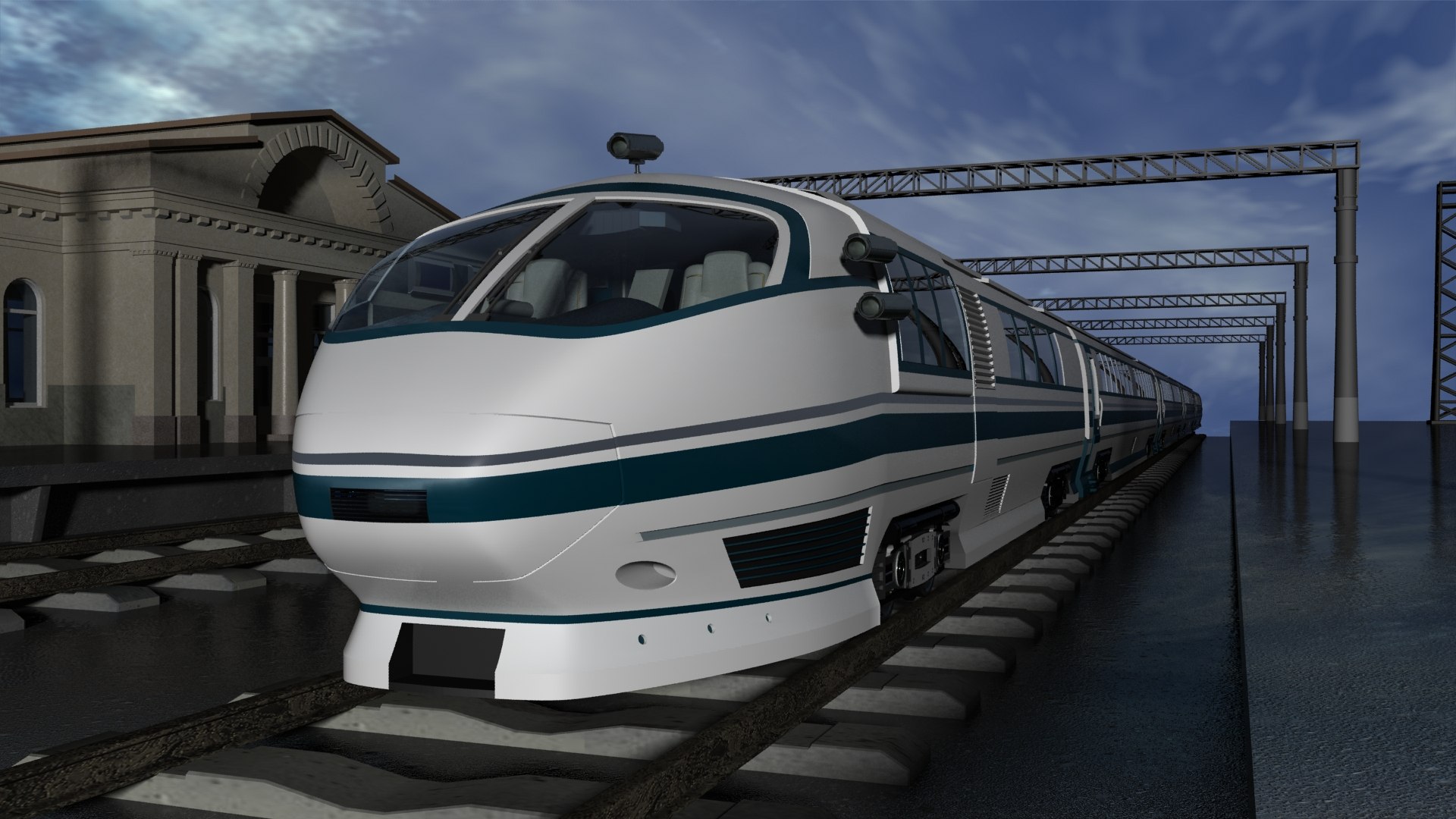 3d modern train railroad model