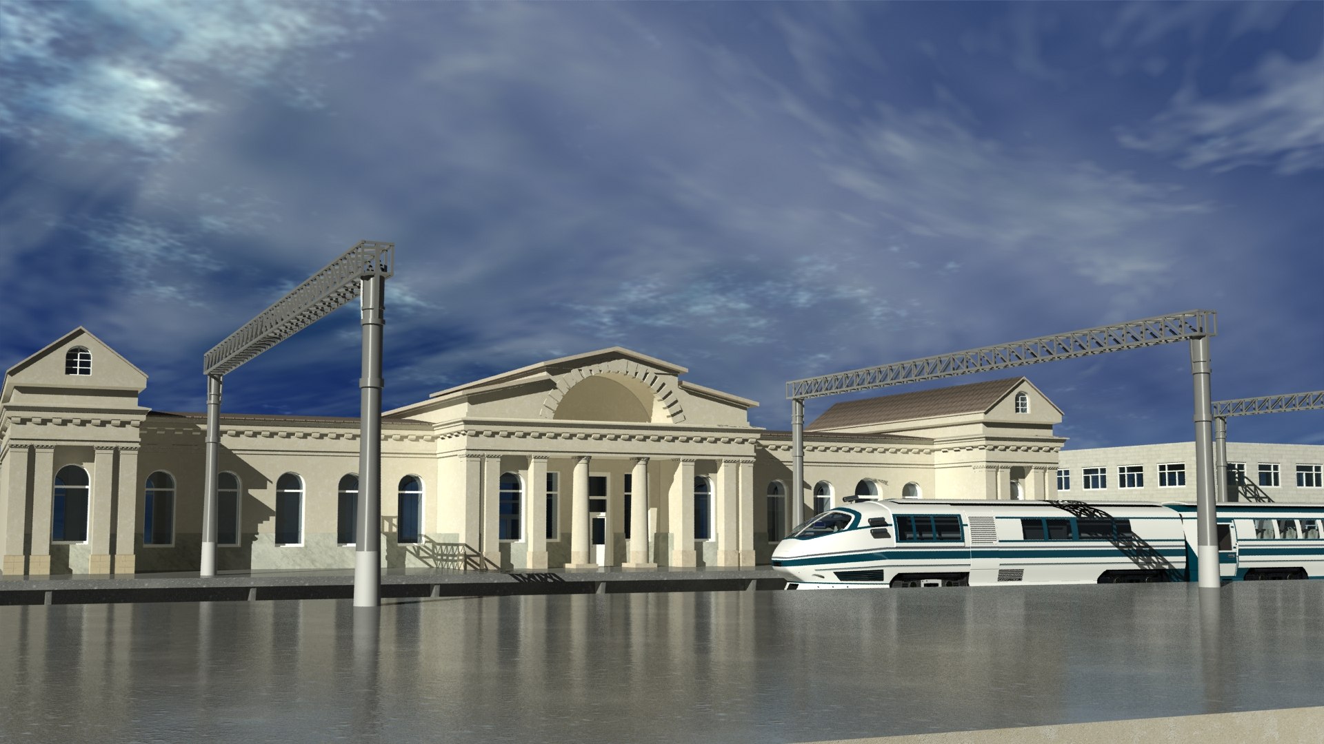 3d modern train railroad model