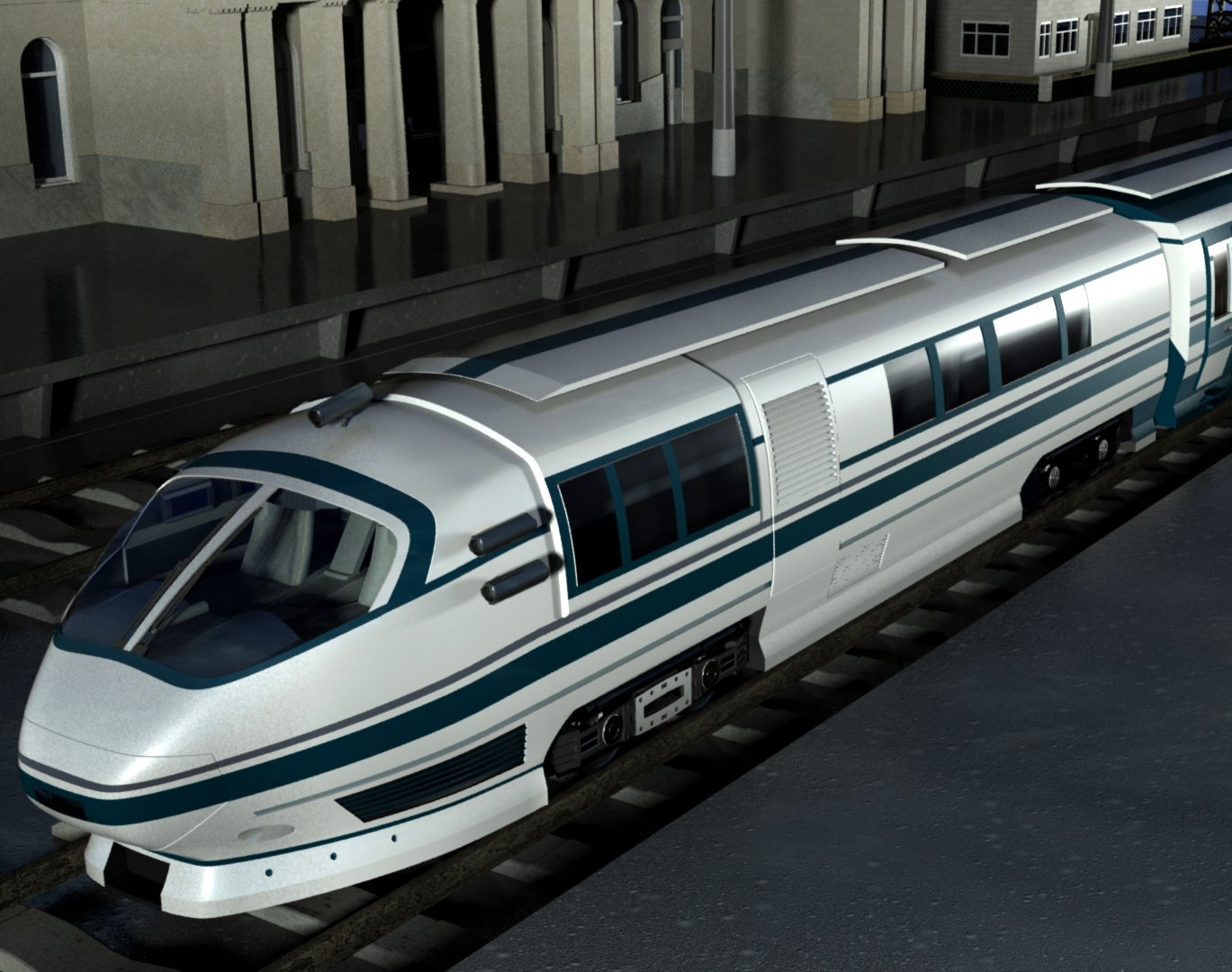 3d modern train railroad model