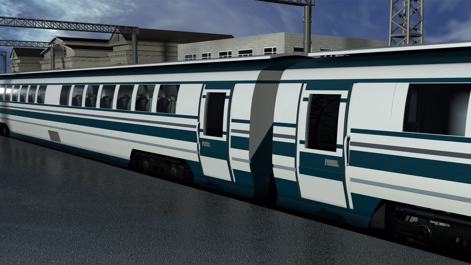 3d modern train railroad model