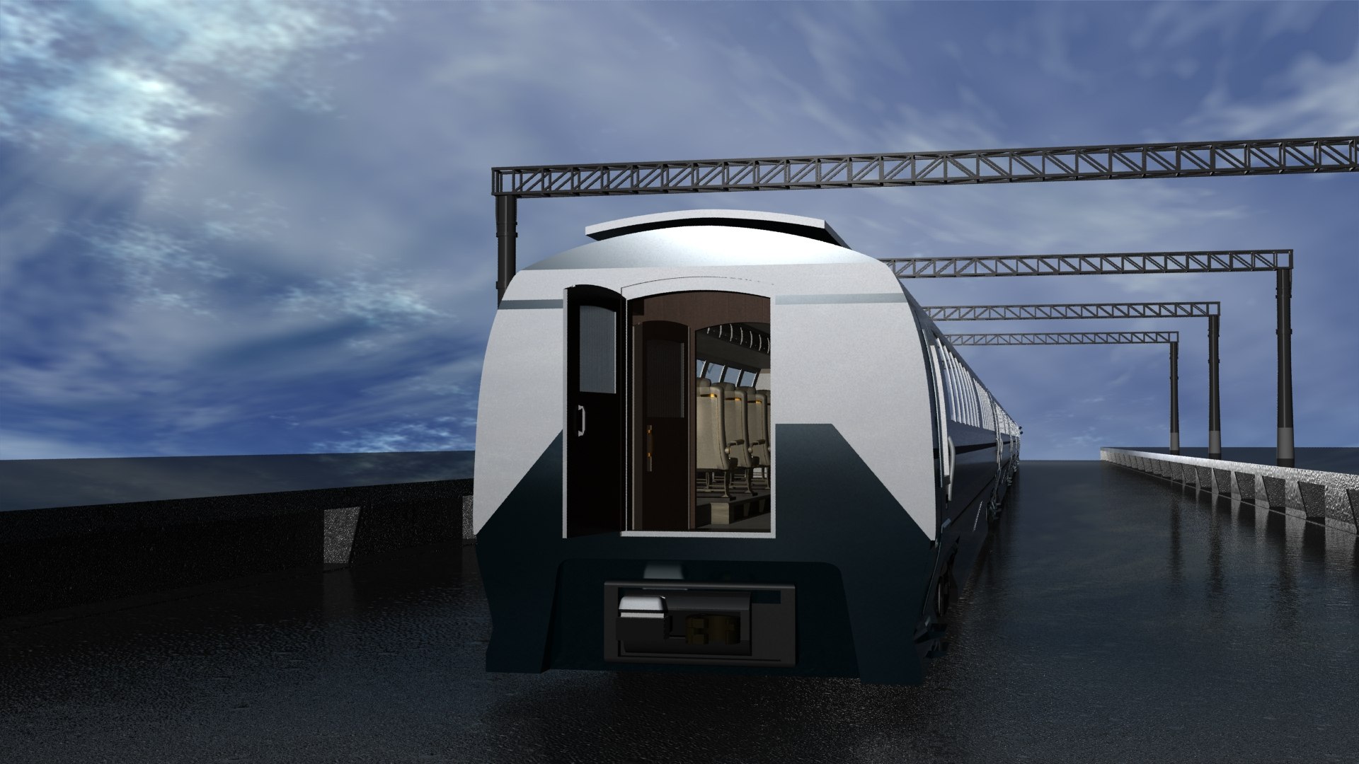 3d modern train railroad model